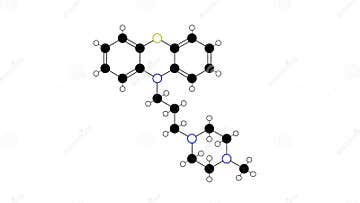 Perazine Molecule, Structural Chemical Formula, Ball-and-stick Model ...