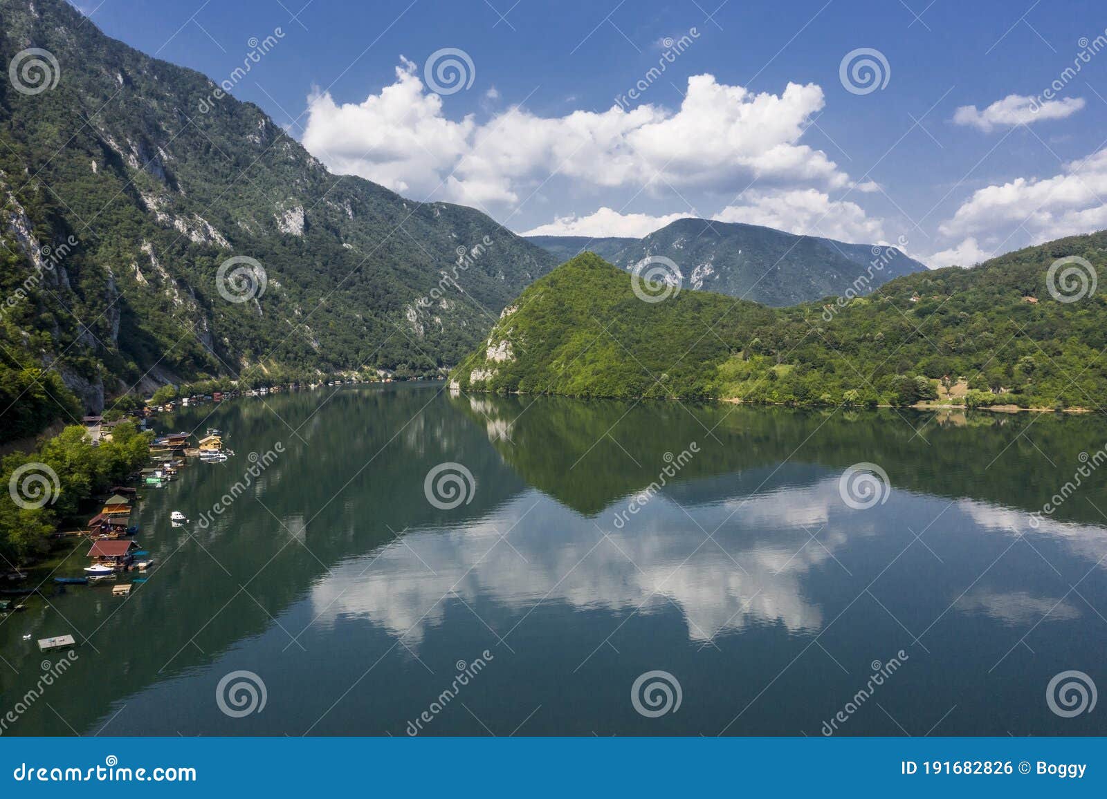 Percac lake view in Serbia stock photo. Image of tara - 191682826