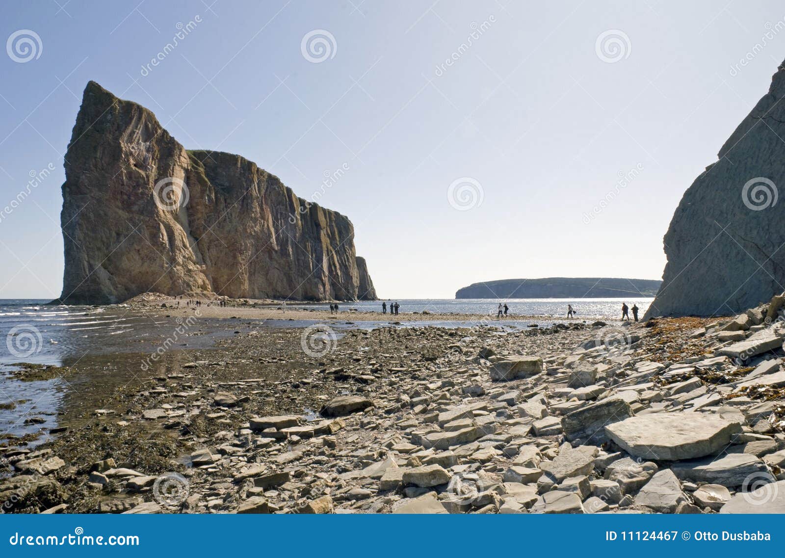 Perce Rock Island with Low Tide Land Bridge Stock Image - Image of ...