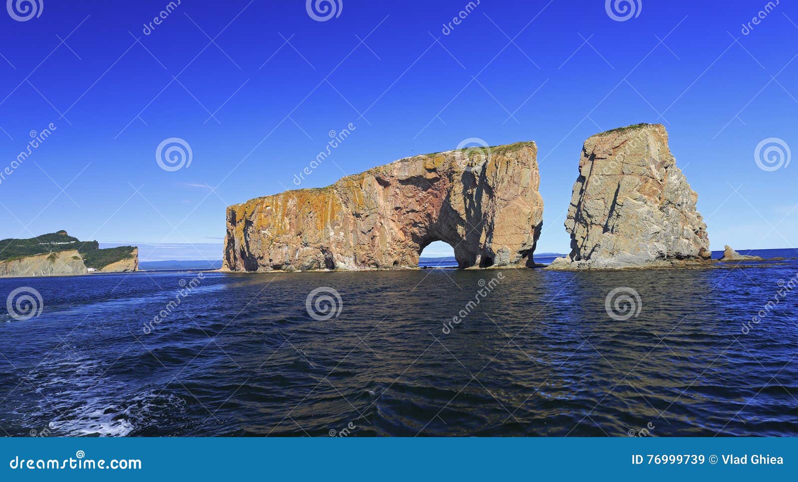Perce Rock from the Sea, Atlantic Ocean, Quebec Stock Image - Image of ...