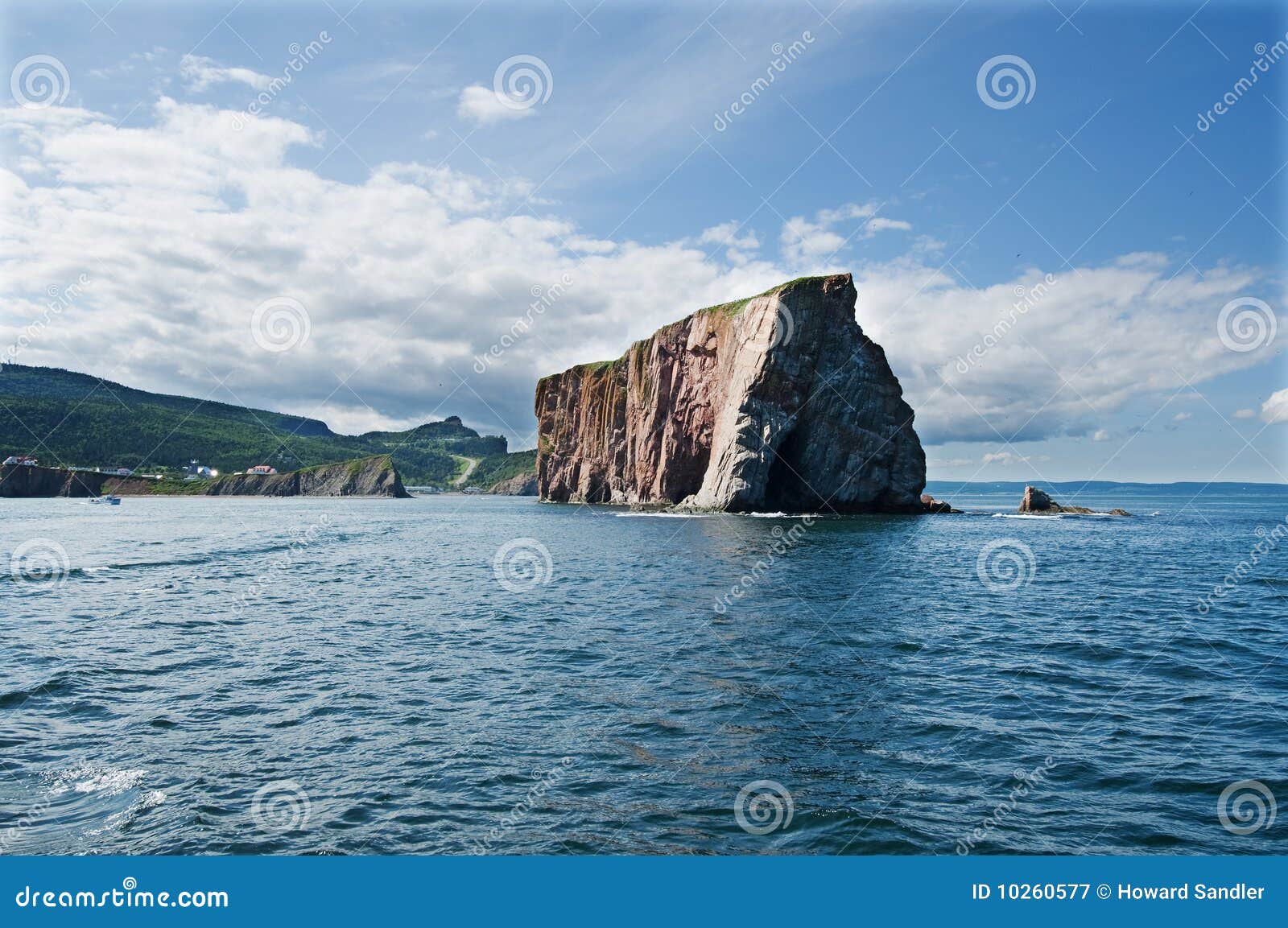 Perce rock seen from tip stock image. Image of blue, landmark - 10260577