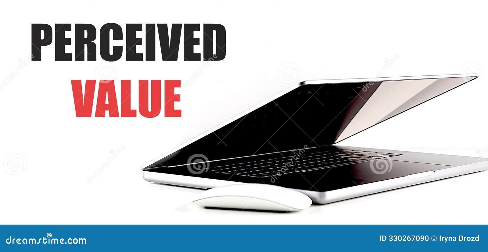 PERCEIVED VALUE Text on White Background with Laptop and Mouse Stock ...