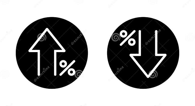 Percent Arrow Up and Down Icon on Black Circle. Percentage Increase and Decrease Arrows Sign ...