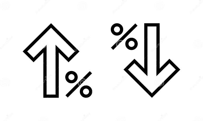 Percent Arrow Up and Down Outline Icon. Percentage Increase and Decrease Arrows Sign Symbol ...