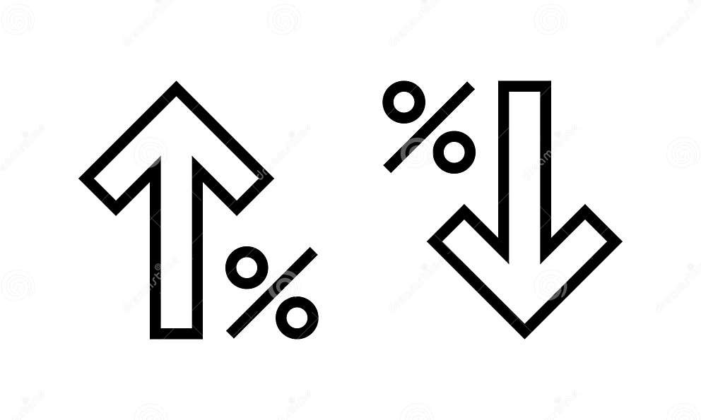 Percent Arrow Up and Down Outline Icon. Percentage Increase and ...