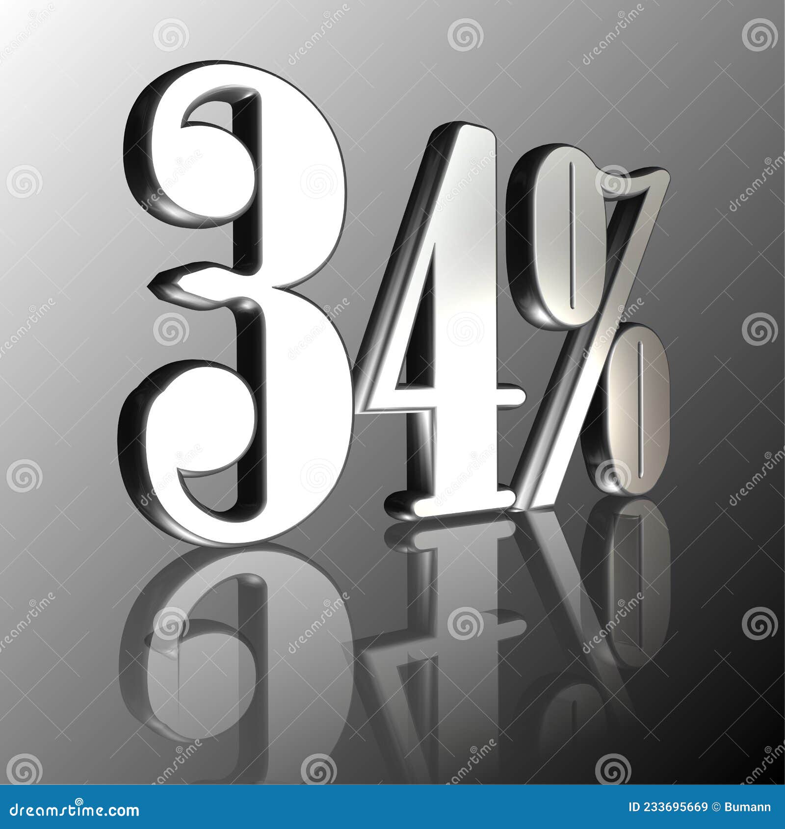 34 , 34 Percent As a 3D Illustration, 3D Rendering Stock Illustration ...