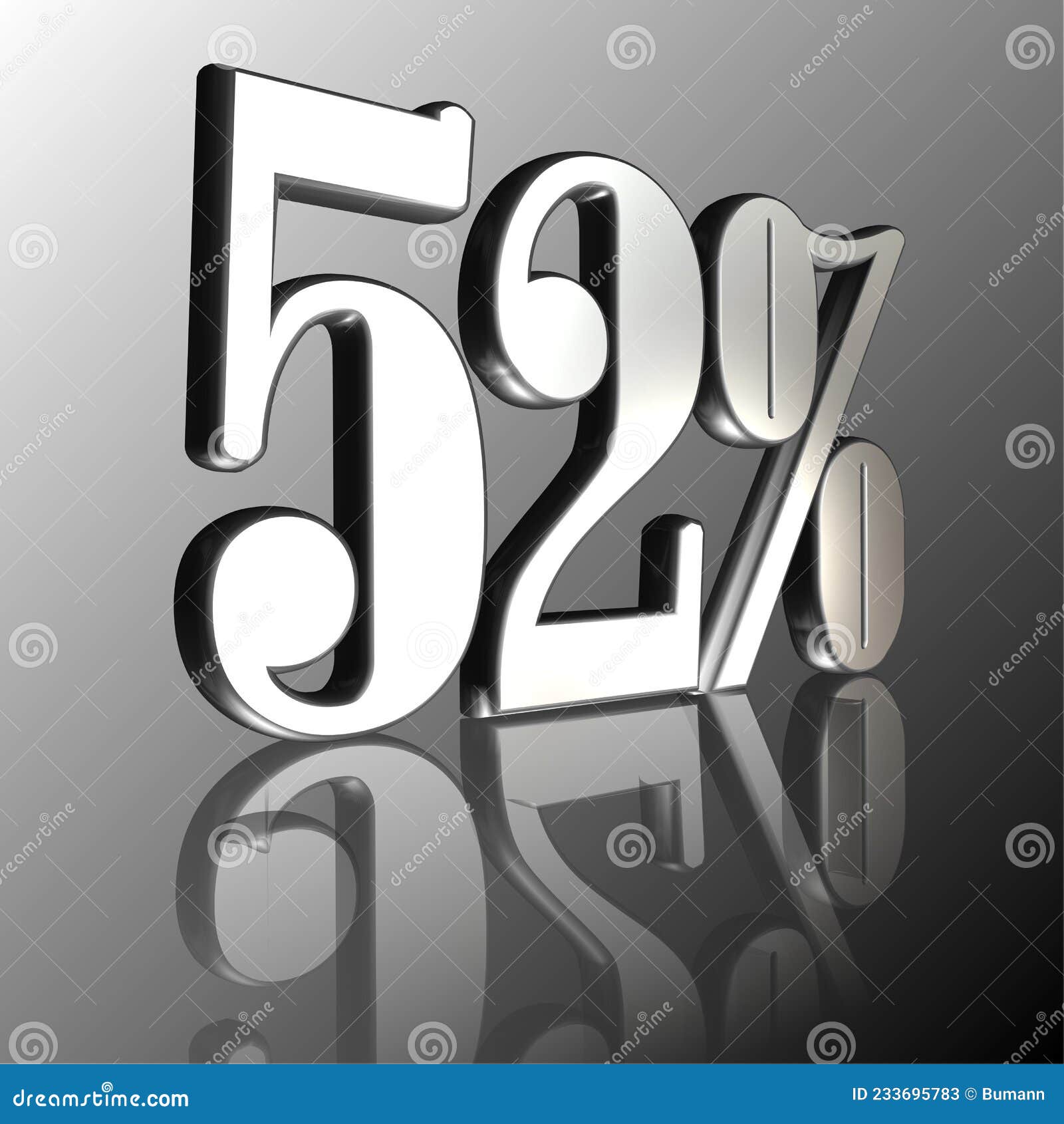 52 , 52 Percent As a 3D Illustration, 3D Rendering Stock Illustration ...
