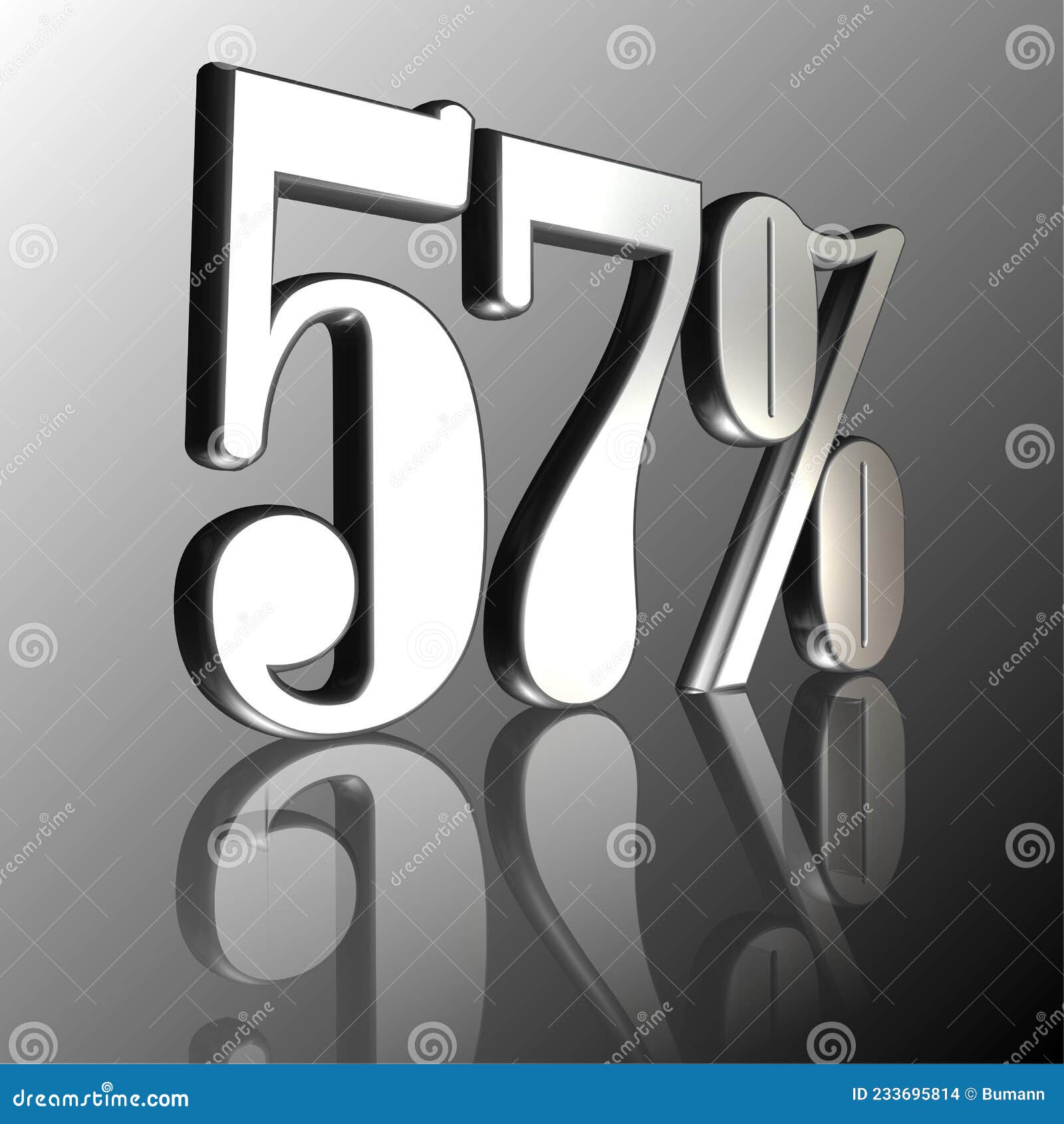 57 , 57 Percent As a 3D Illustration, 3D Rendering Stock Illustration ...