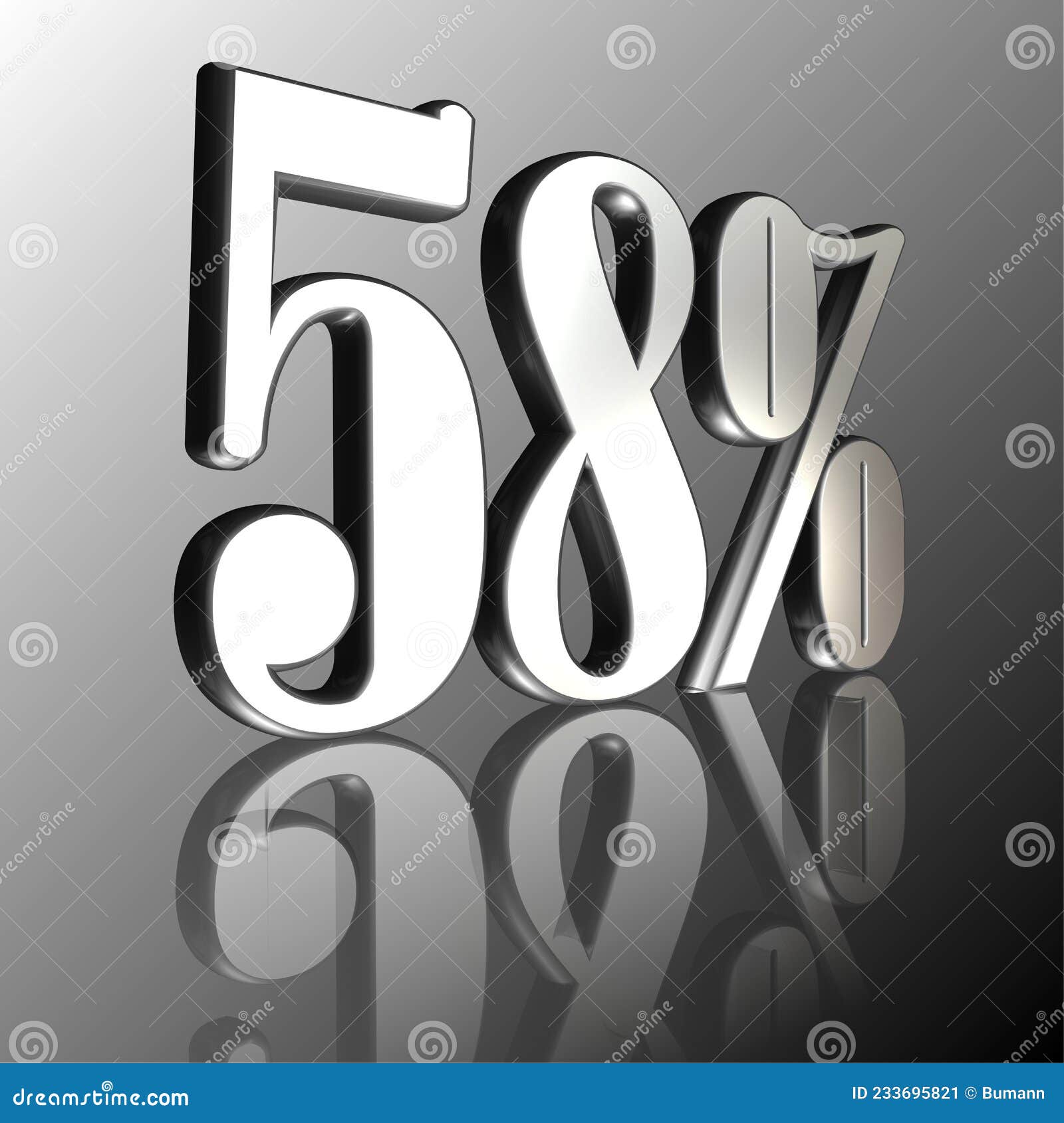 58 , 58 Percent As a 3D Illustration, 3D Rendering Stock Illustration ...