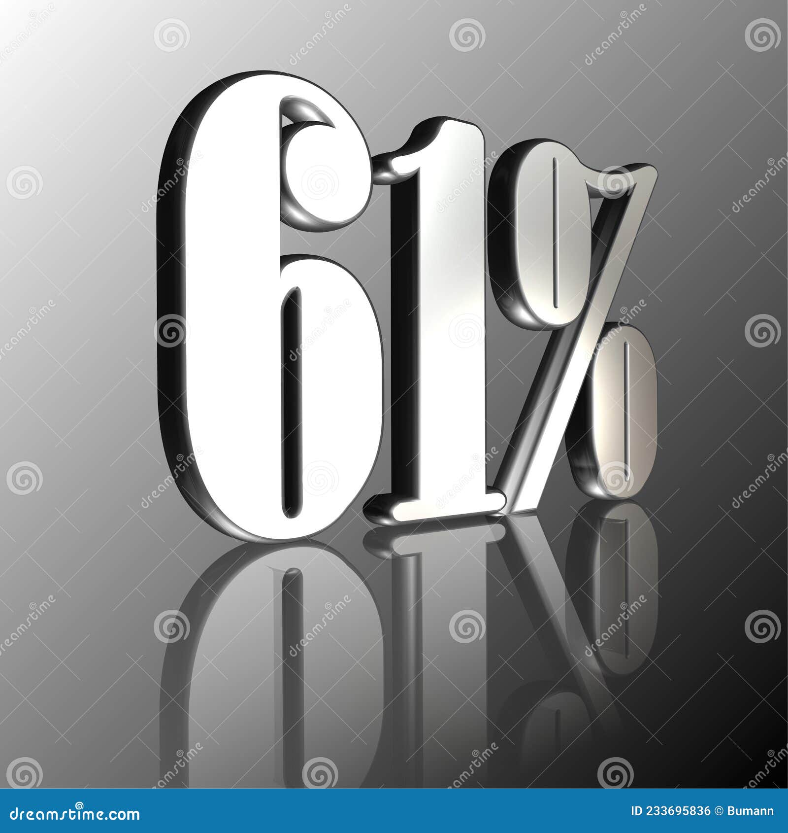 61 , 61 Percent As a 3D Illustration, 3D Rendering Stock Illustration ...