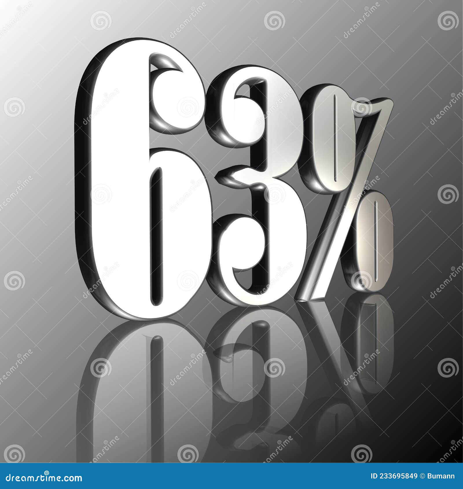 63 , 63 Percent As a 3D Illustration, 3D Rendering Stock Illustration ...