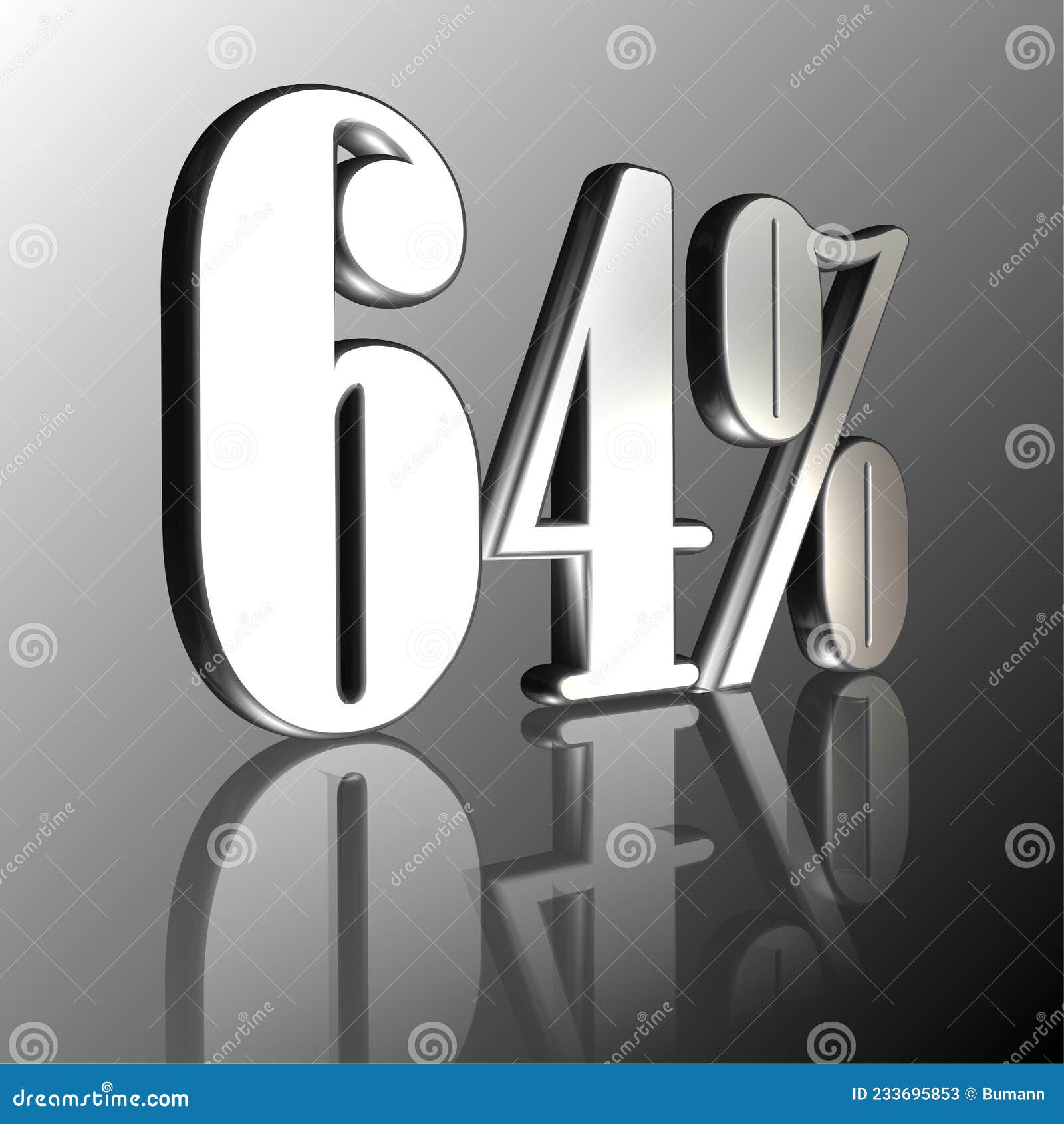 64 , 64 Percent As a 3D Illustration, 3D Rendering Stock Illustration ...