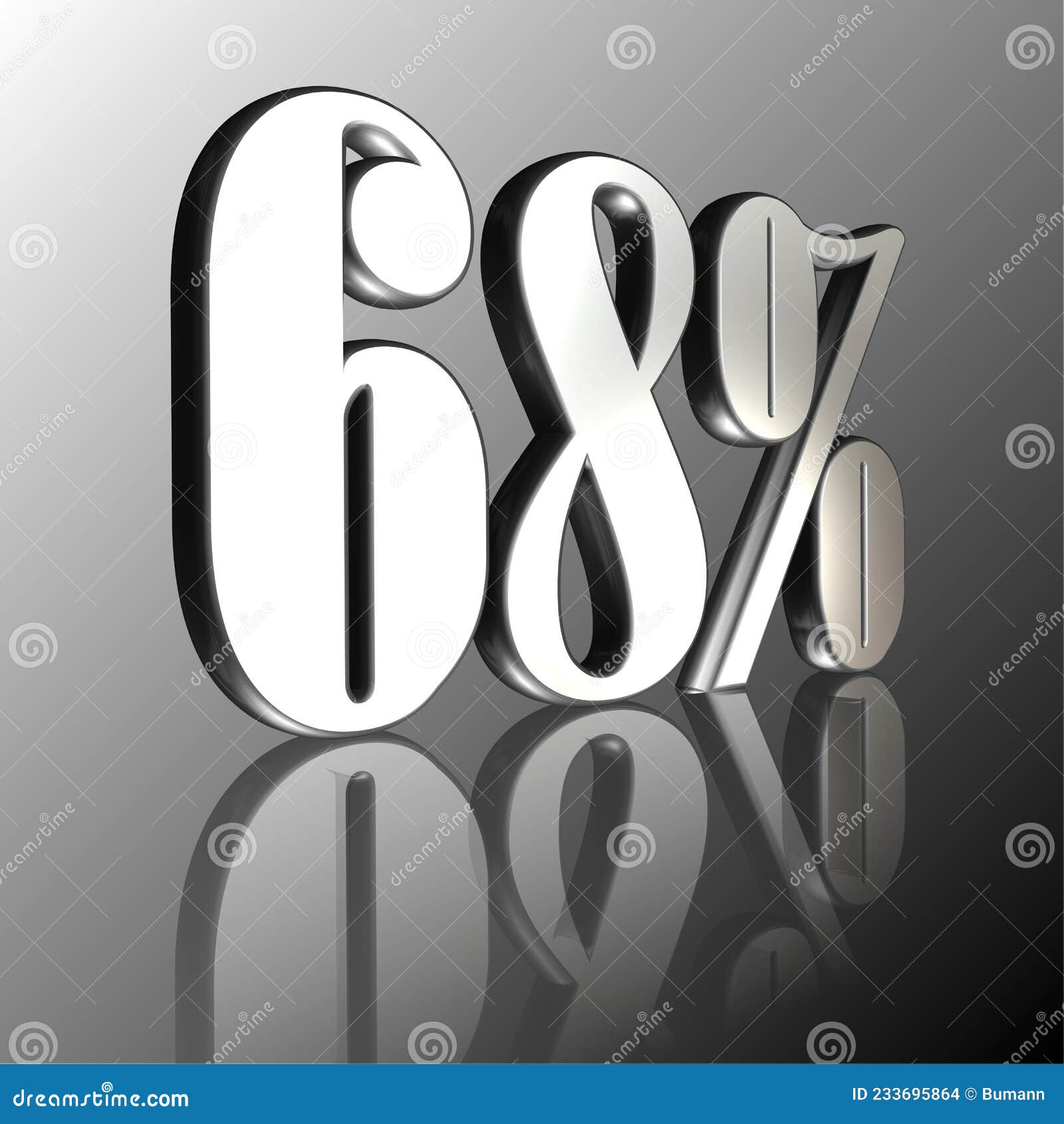 68 , 68 Percent As a 3D Illustration, 3D Rendering Stock Illustration ...