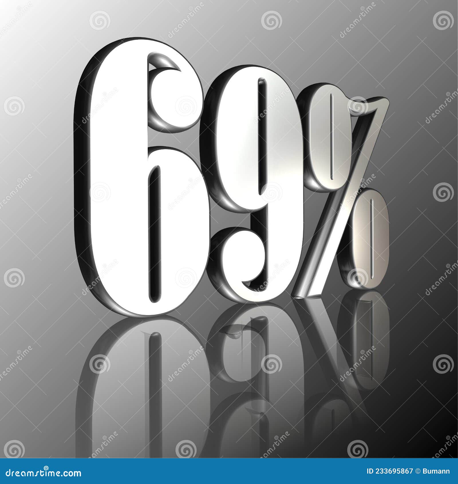 69 , 69 Percent As a 3D Illustration, 3D Rendering Stock Illustration ...