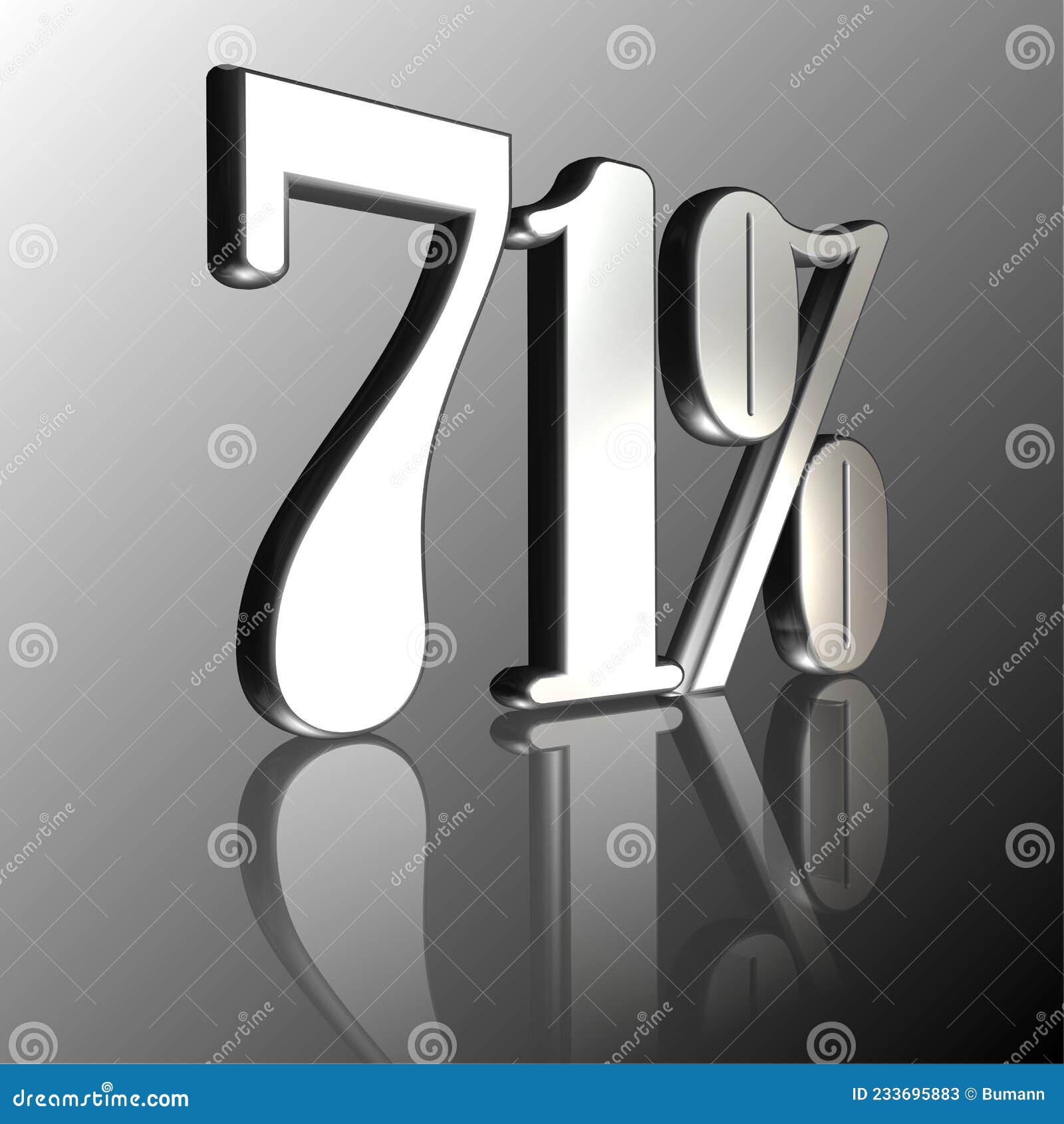71 , 71 Percent As a 3D Illustration, 3D Rendering Stock Illustration ...