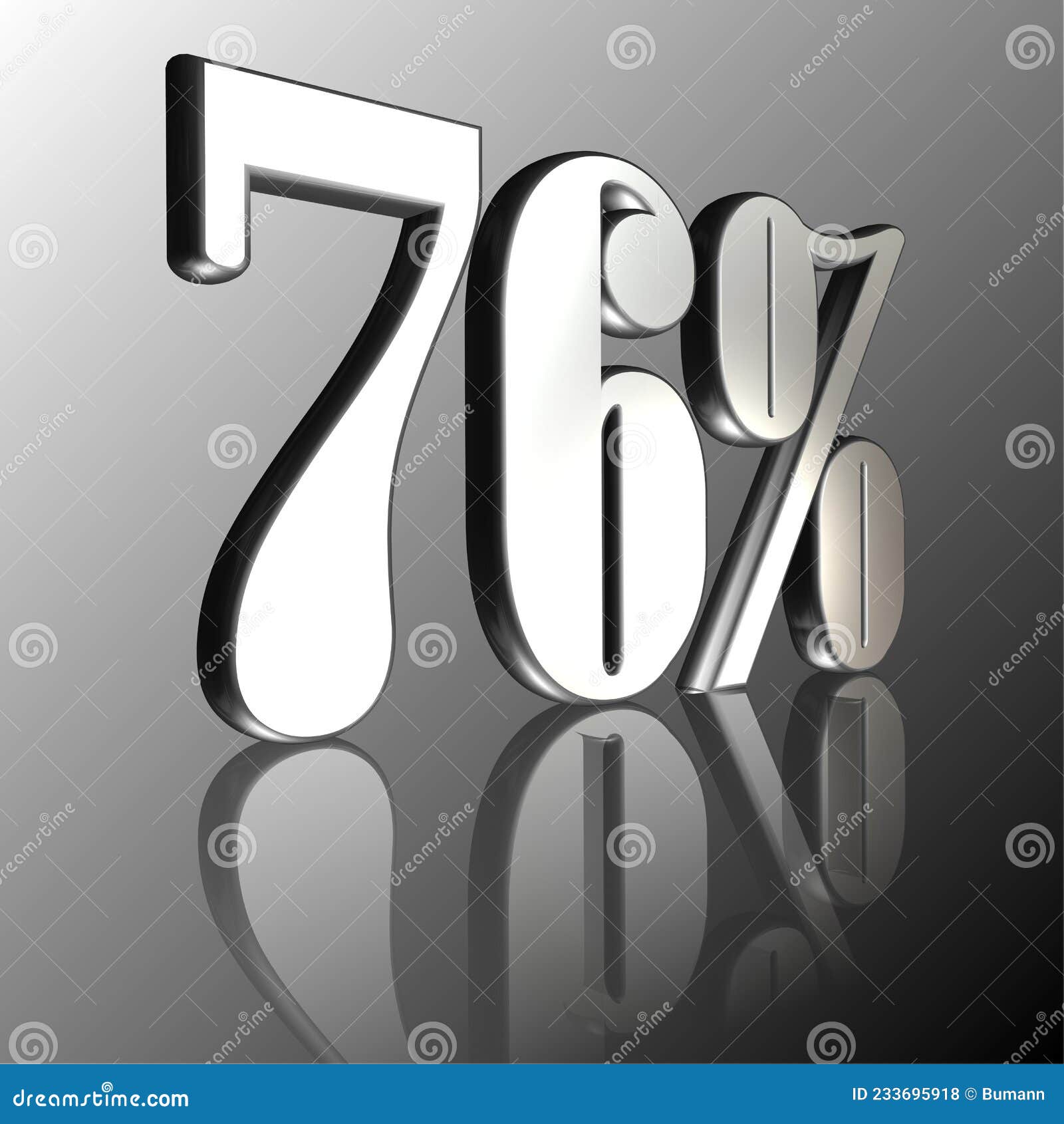 76 , 76 Percent As a 3D Illustration, 3D Rendering Stock Illustration ...