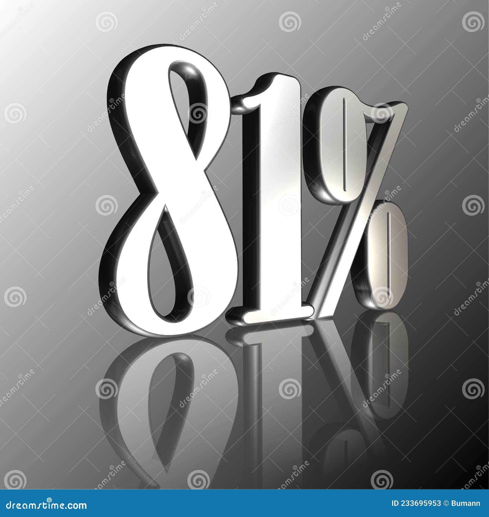 81 , 81 Percent As a 3D Illustration, 3D Rendering Stock Illustration ...