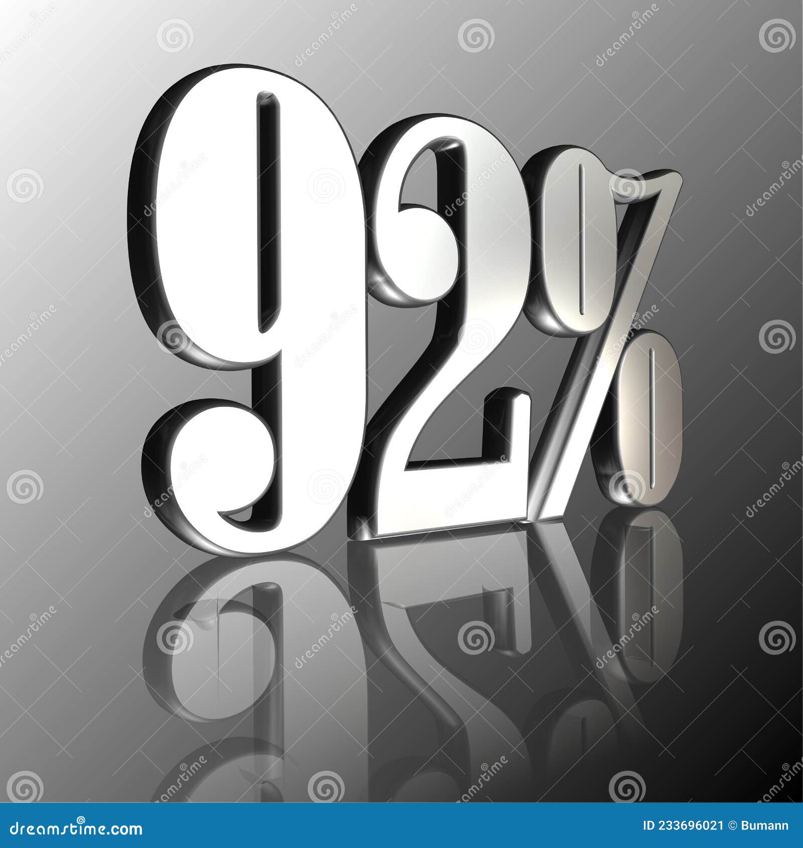 92 , 92 Percent As a 3D Illustration, 3D Rendering Stock Illustration ...