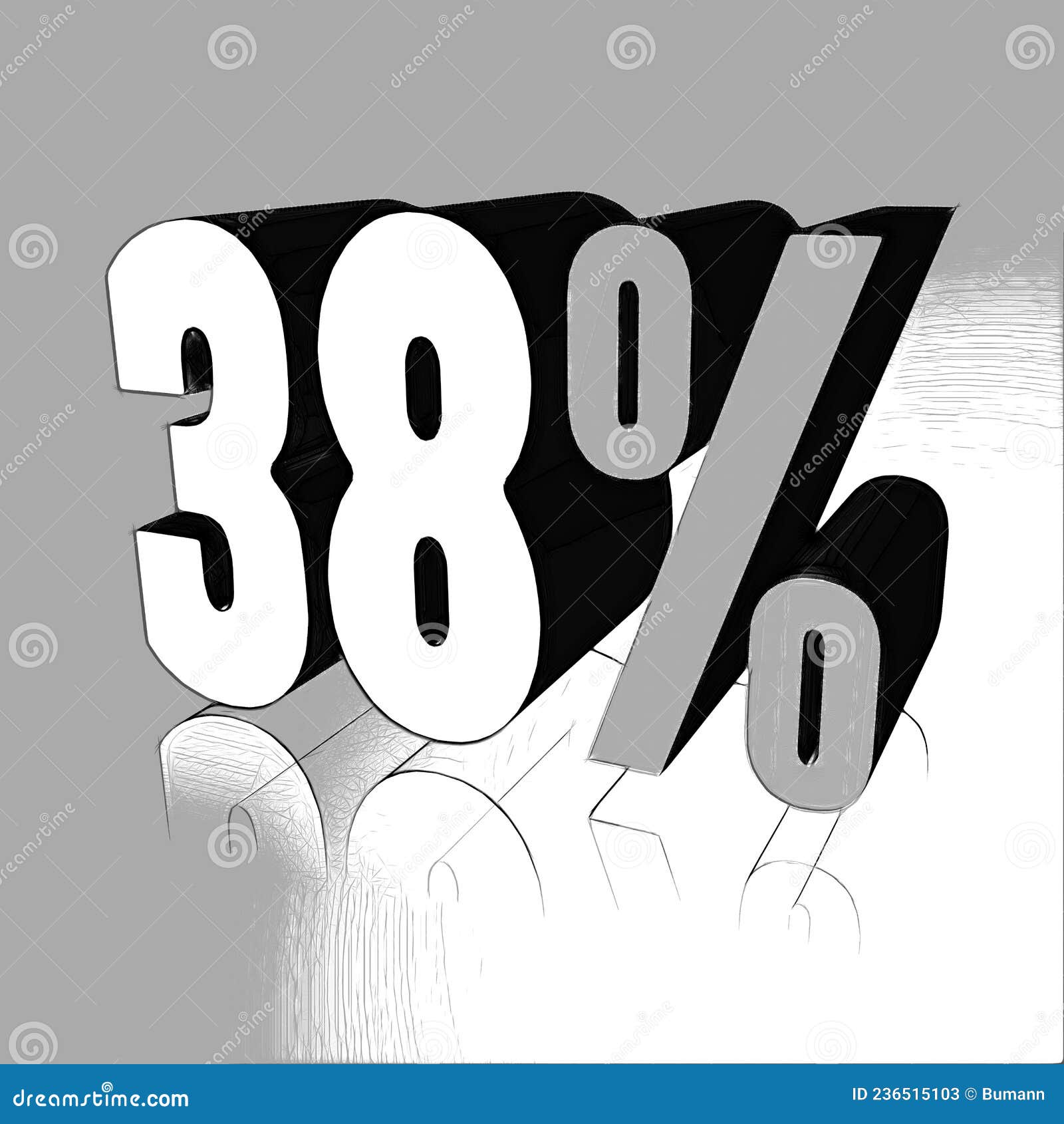 38 , 38 Percent As a 3D Illustration, 3D Rendering Stock Illustration ...