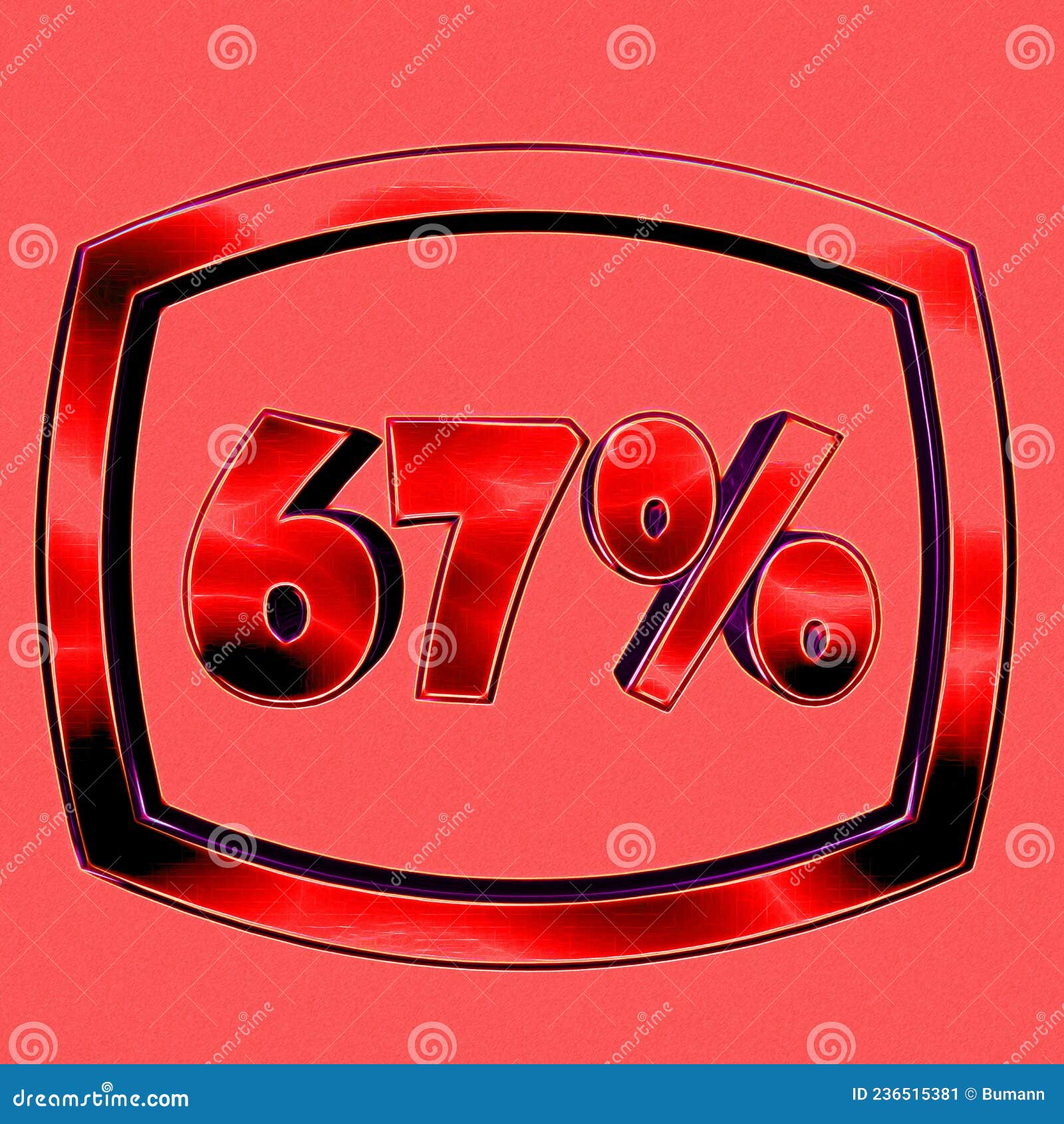 67 , 67 Percent As a 3D Illustration, 3D Rendering Stock Illustration ...