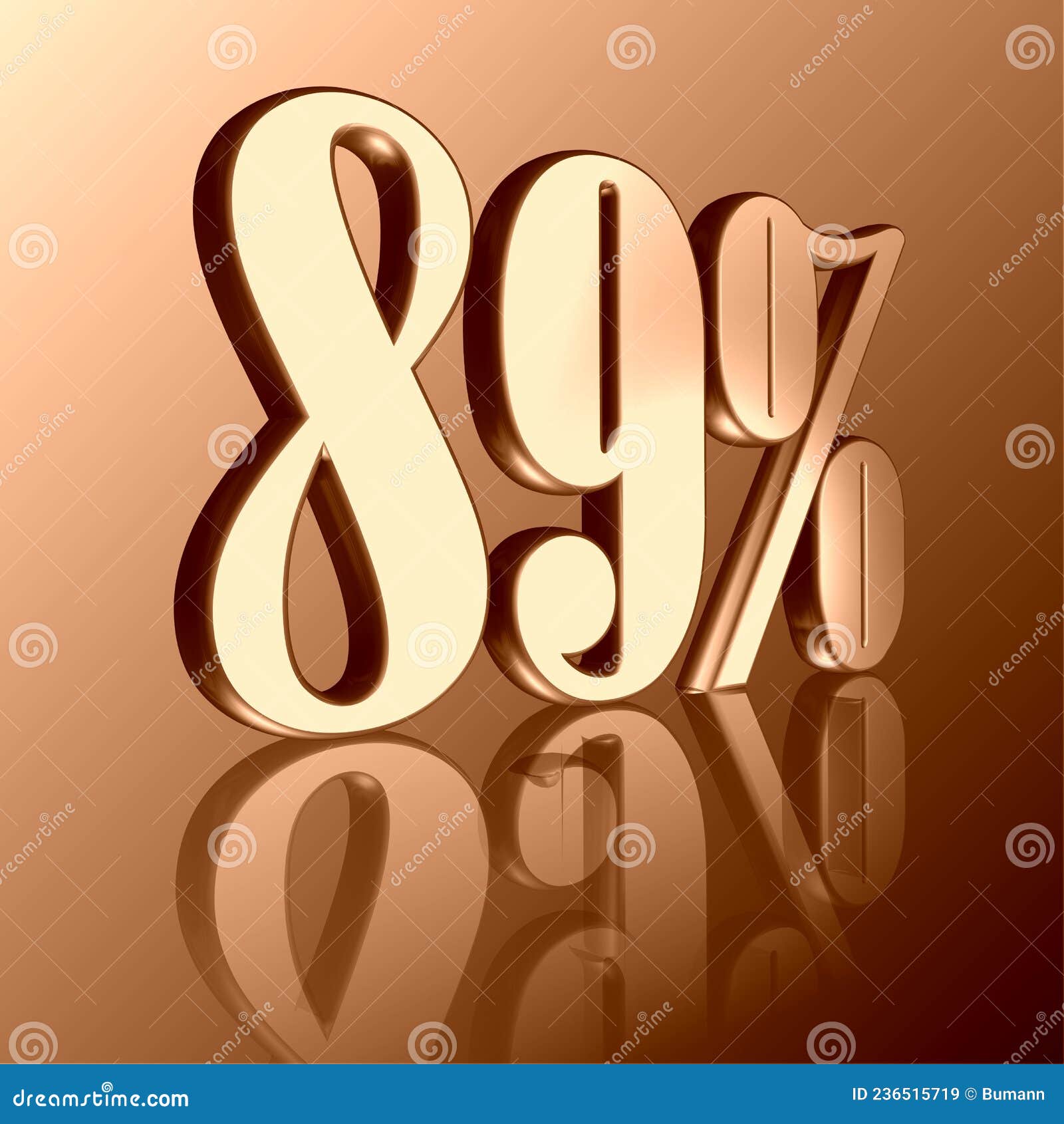 89 , 89 Percent As a 3D Illustration, 3D Rendering Stock Illustration ...