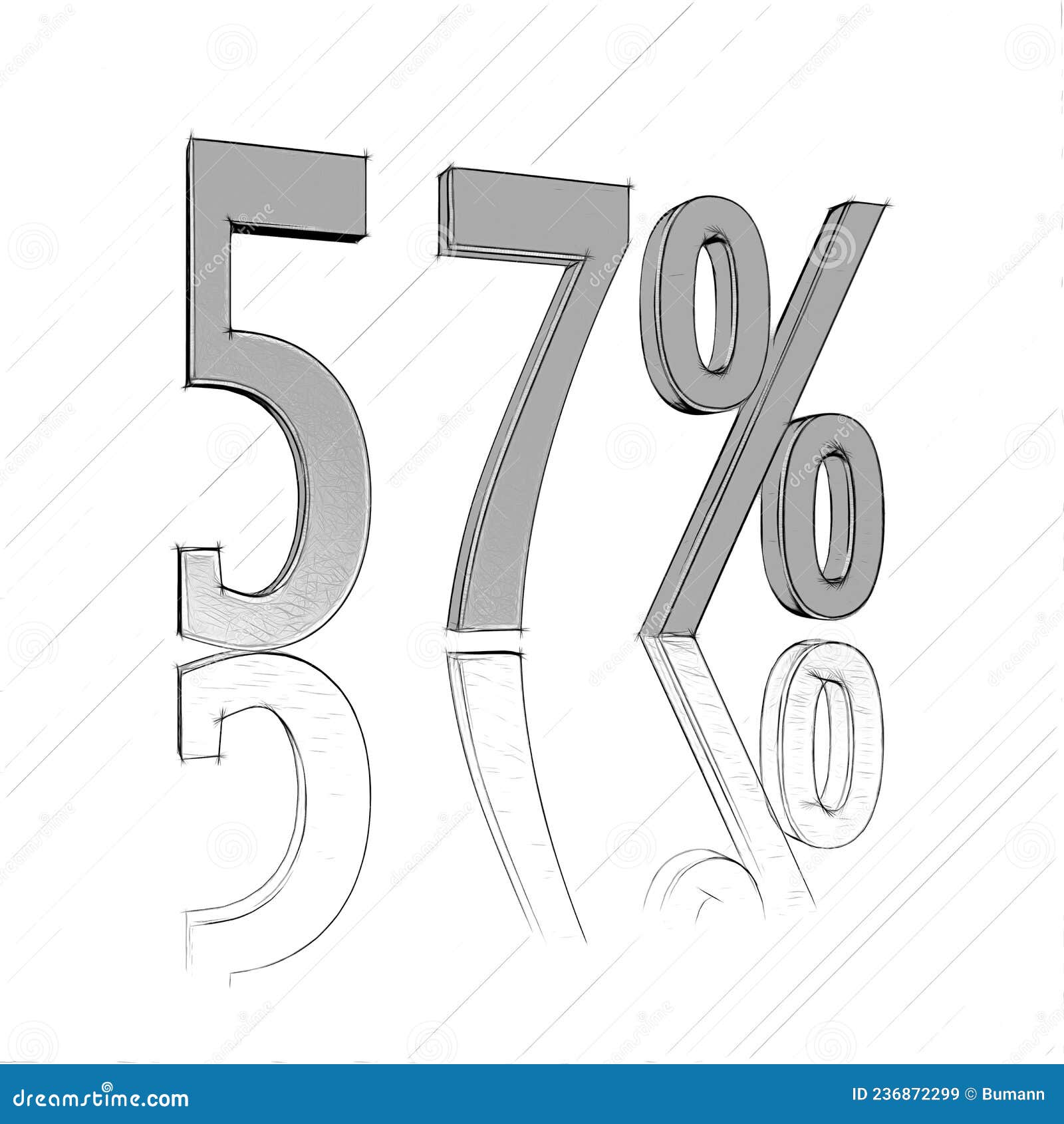 57 , 57 Percent As a 3D Illustration, 3D Rendering Stock Illustration ...