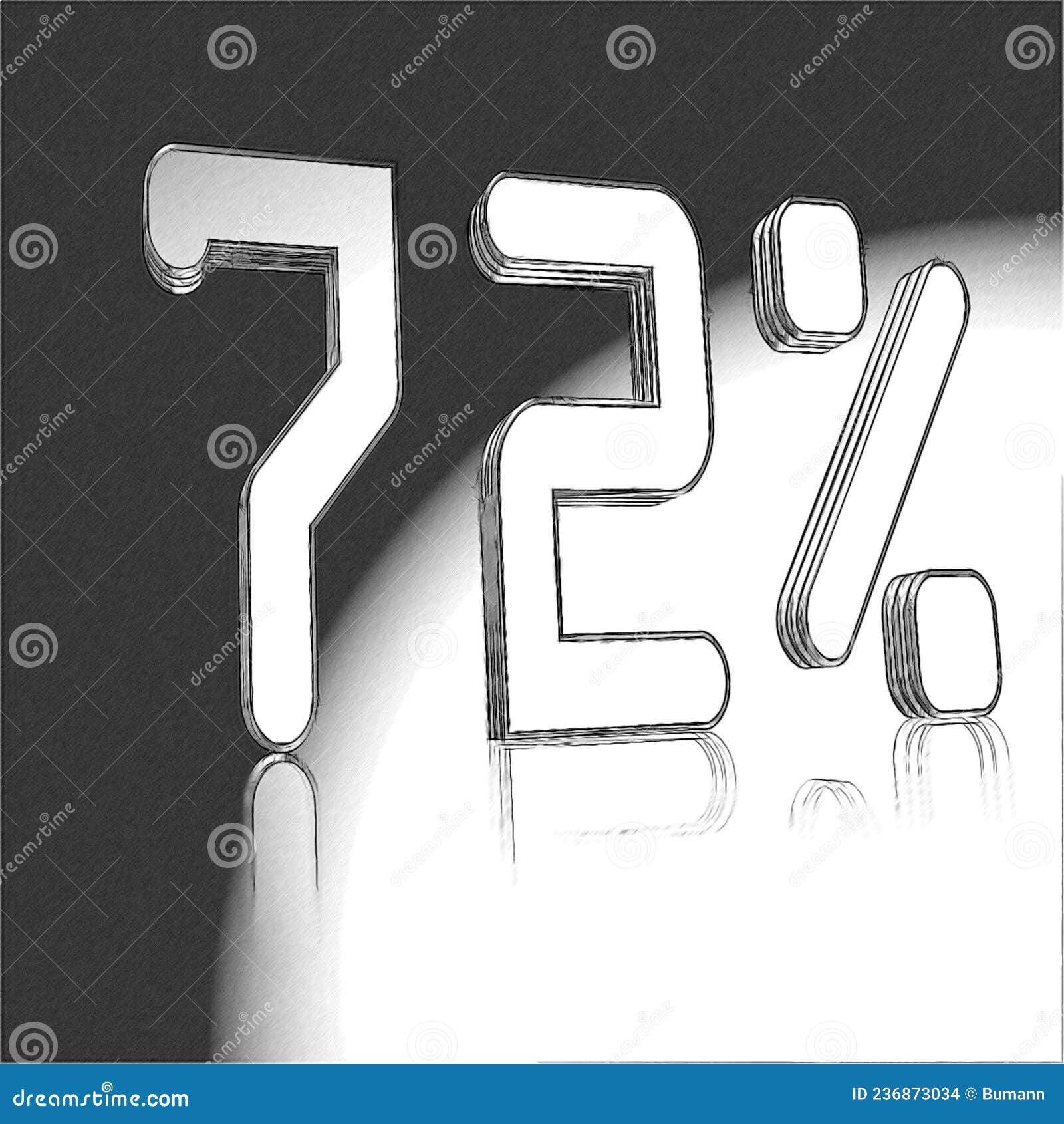 72 , 72 Percent As a 3D Illustration, 3D Rendering Stock Illustration ...