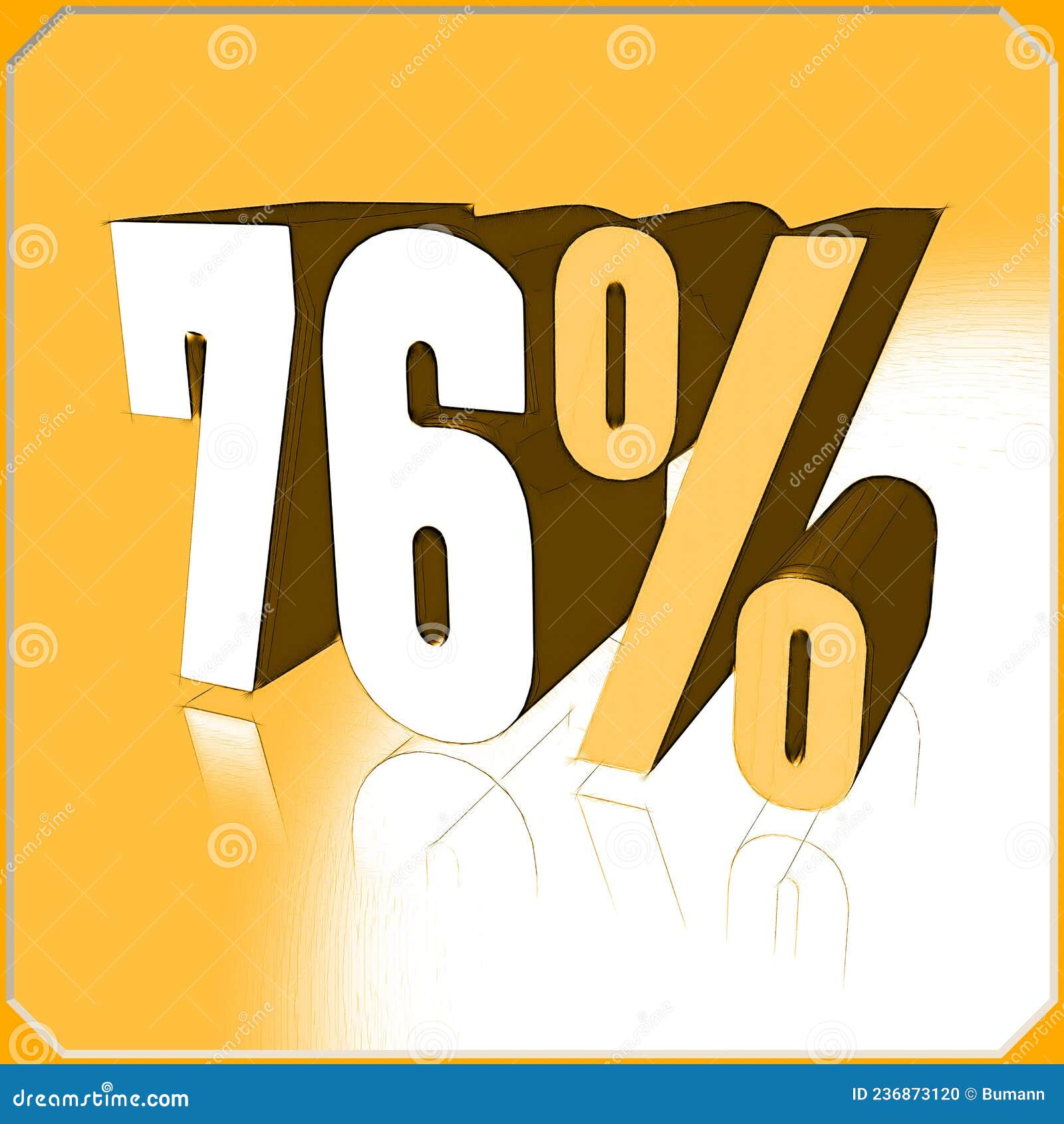 76 , 76 Percent As a 3D Illustration, 3D Rendering Stock Illustration ...