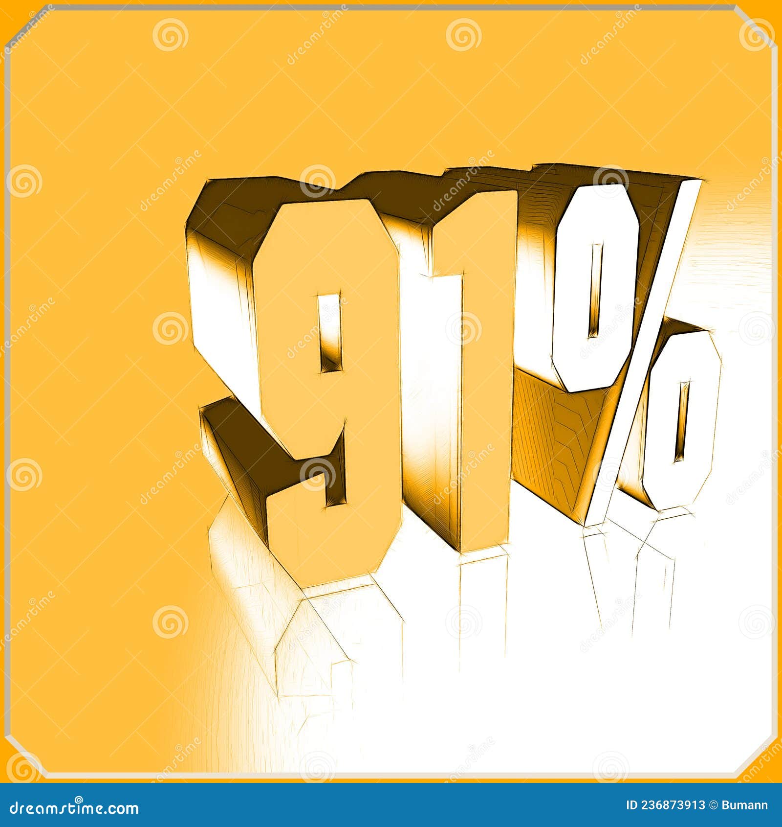 91 , 91 Percent As a 3D Illustration, 3D Rendering Stock Illustration ...