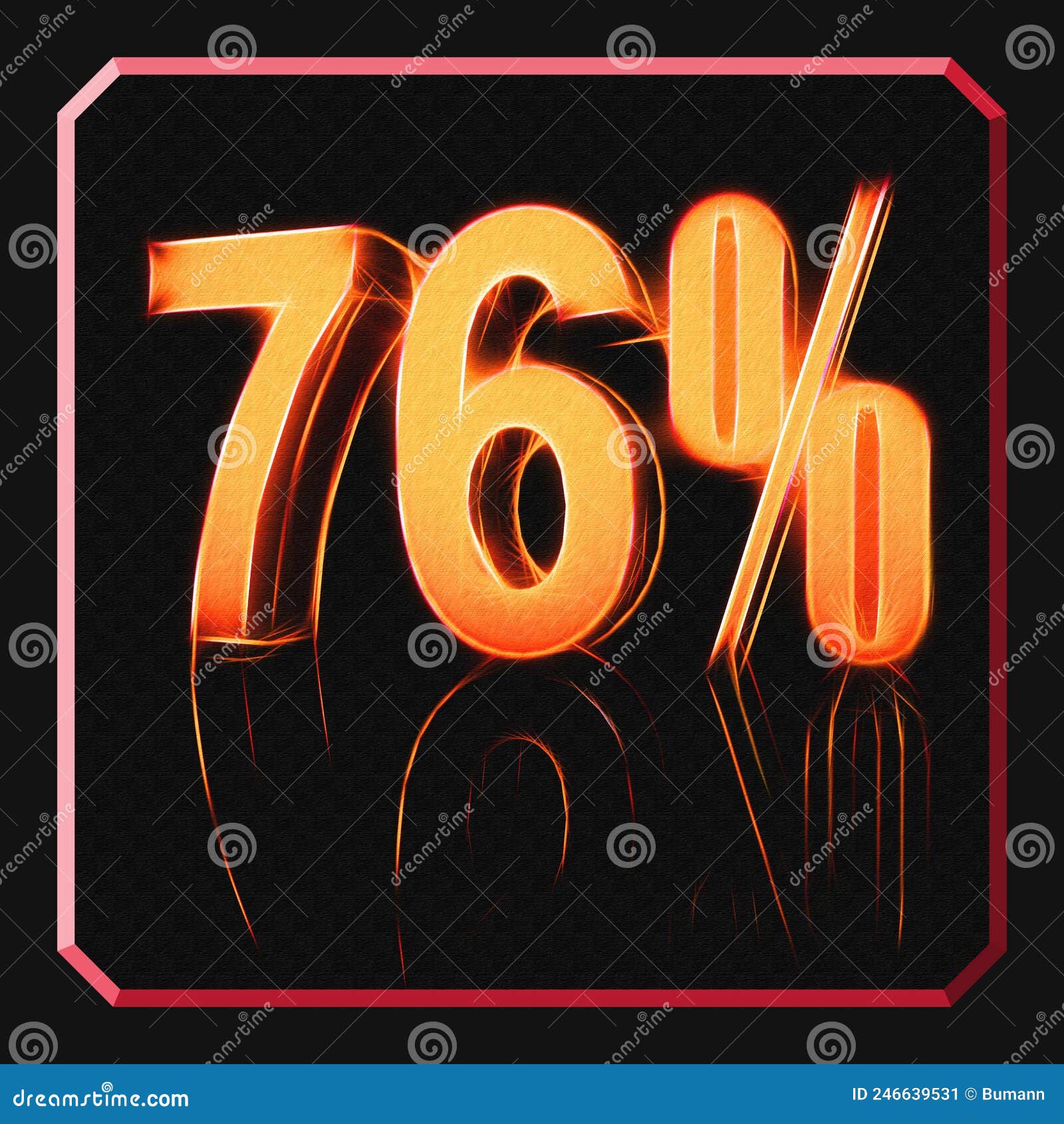 76 , 76 Percent As a 3D Illustration, 3D Rendering Stock Illustration ...