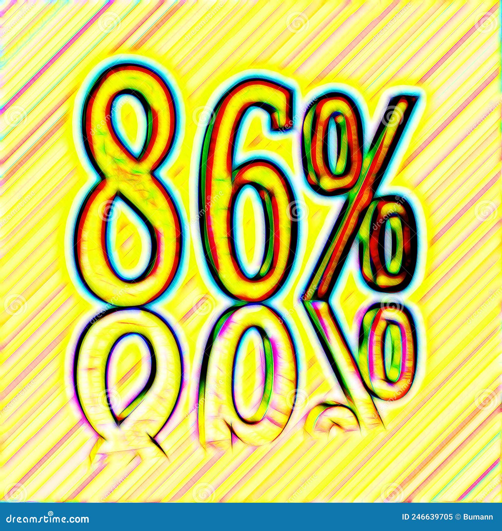 86 , 86 Percent As a 3D Illustration, 3D Rendering Stock Illustration ...