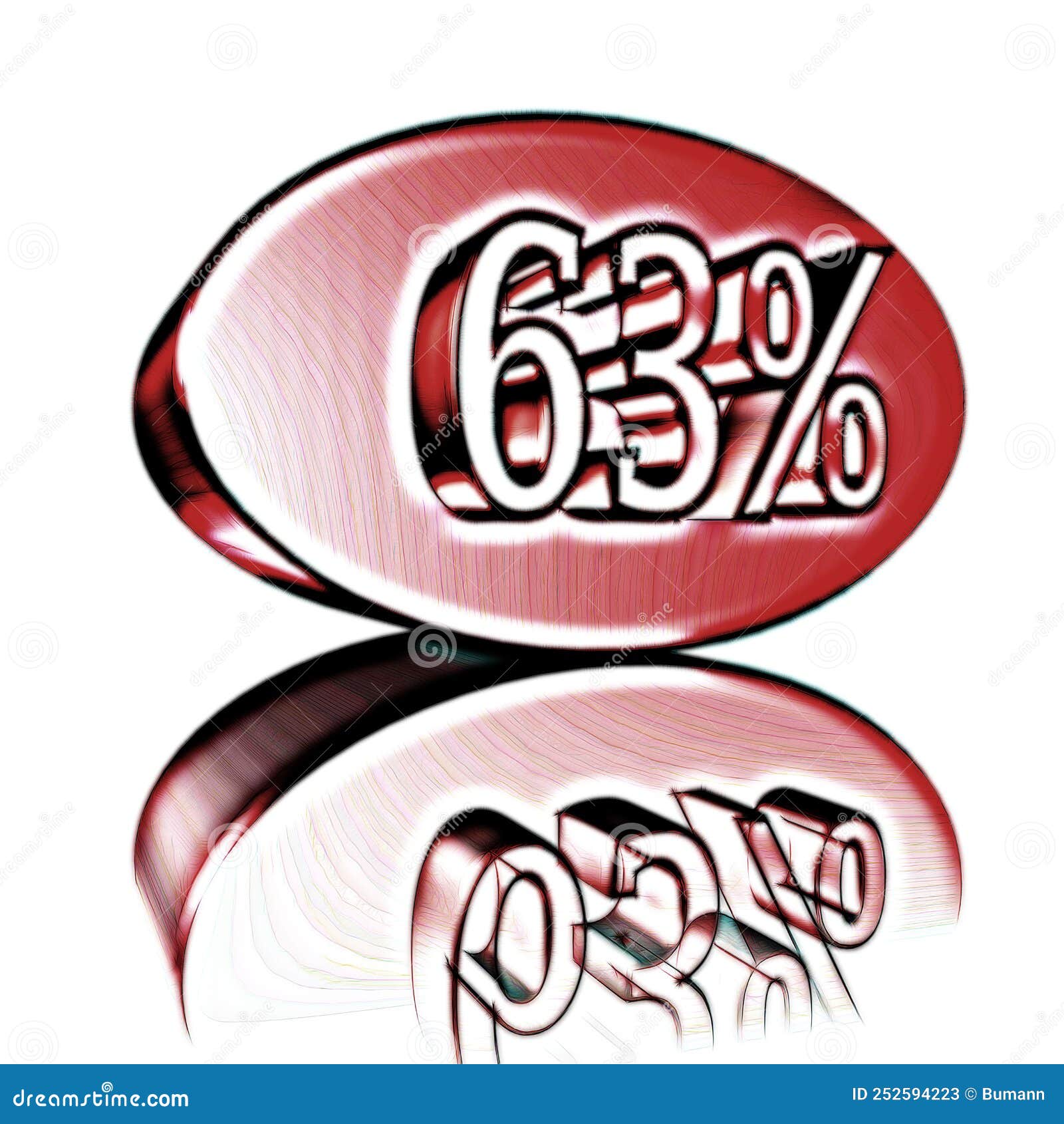 63 , 63 Percent As a 3D Illustration, 3D Rendering Stock Illustration ...