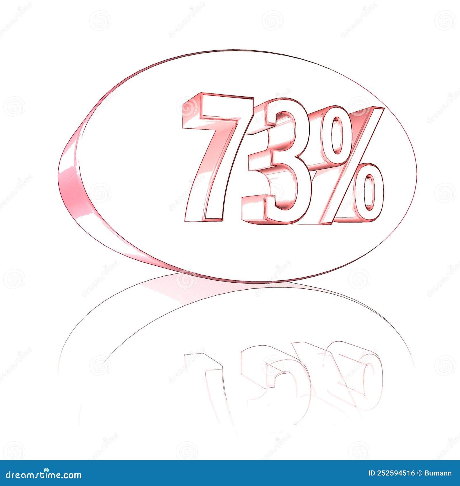 73 , 73 Percent As a 3D Illustration, 3D Rendering Stock Illustration ...