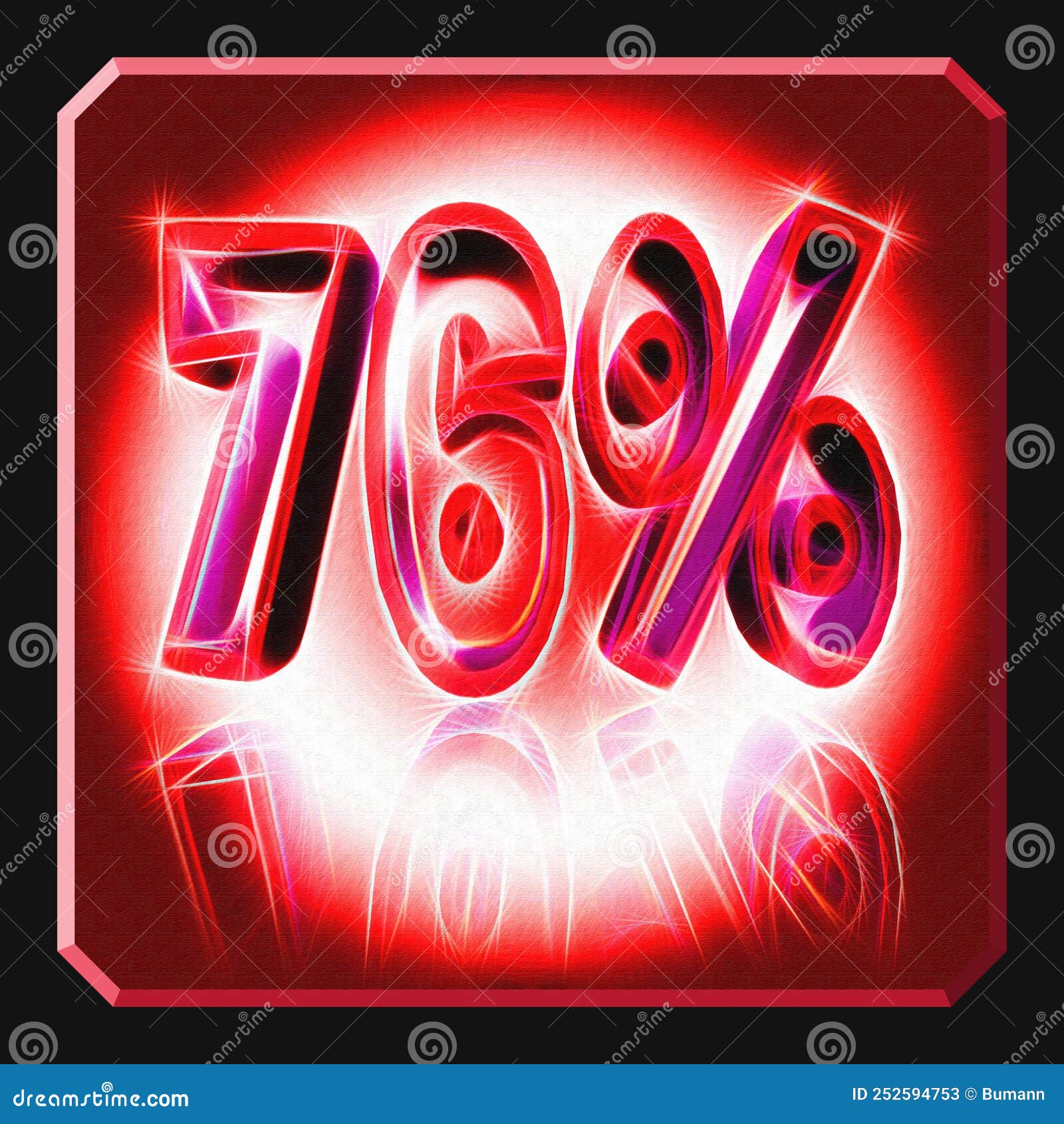 76 , 76 Percent As a 3D Illustration, 3D Rendering Stock Illustration ...