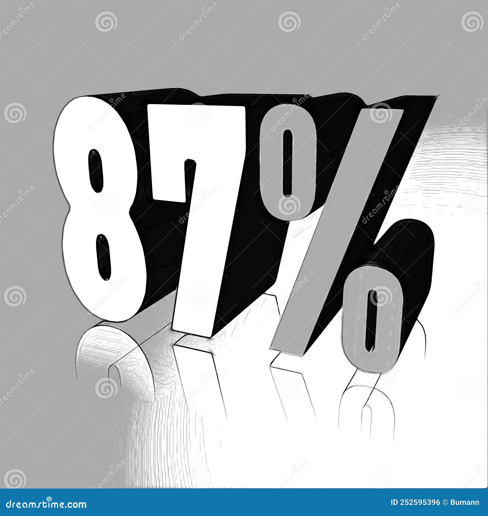 87 , 87 Percent As a 3D Illustration, 3D Rendering Stock Illustration ...