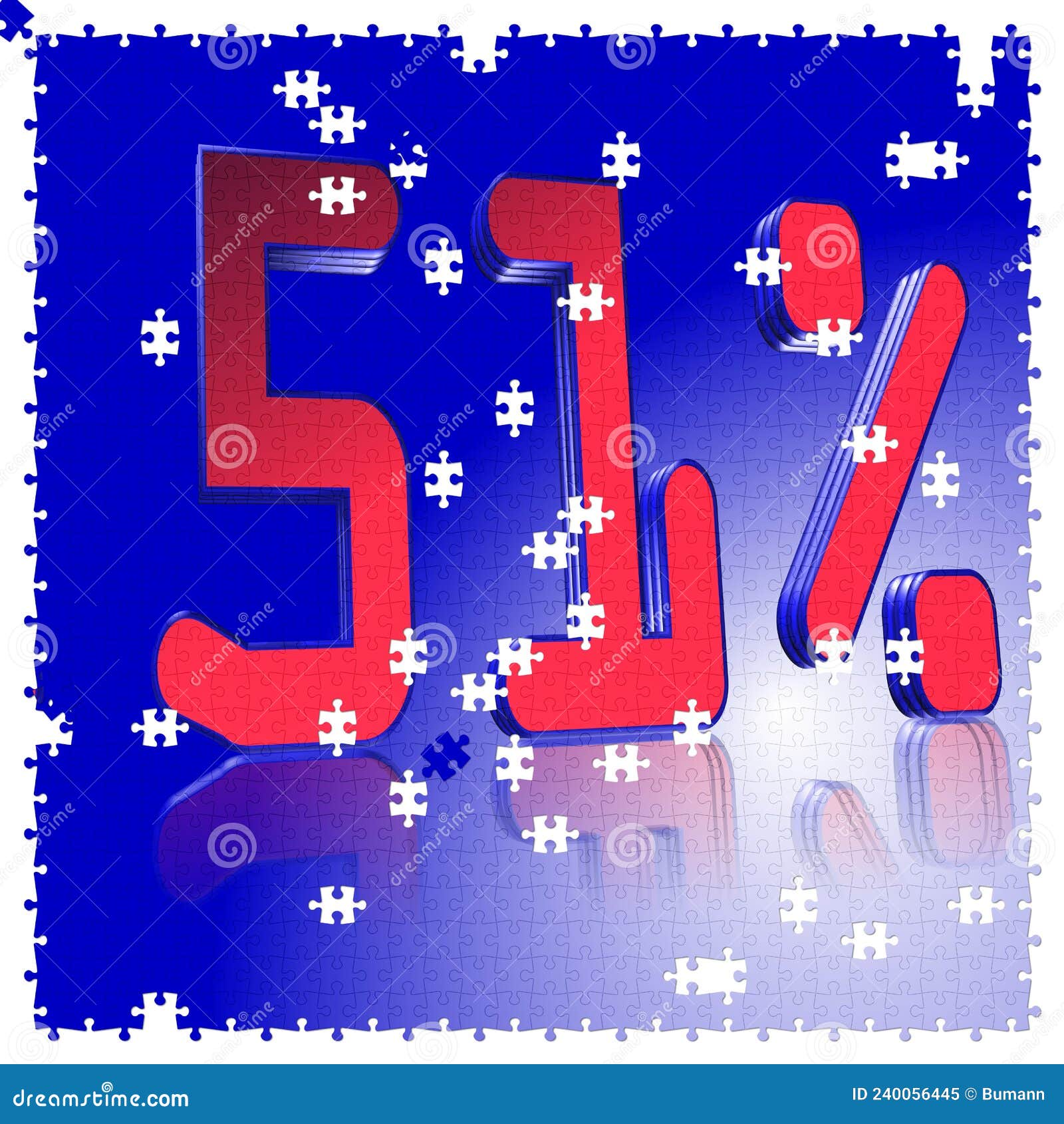 51 , 51 Percent As a 3D Illustration, 3D Rendering Stock Illustration ...