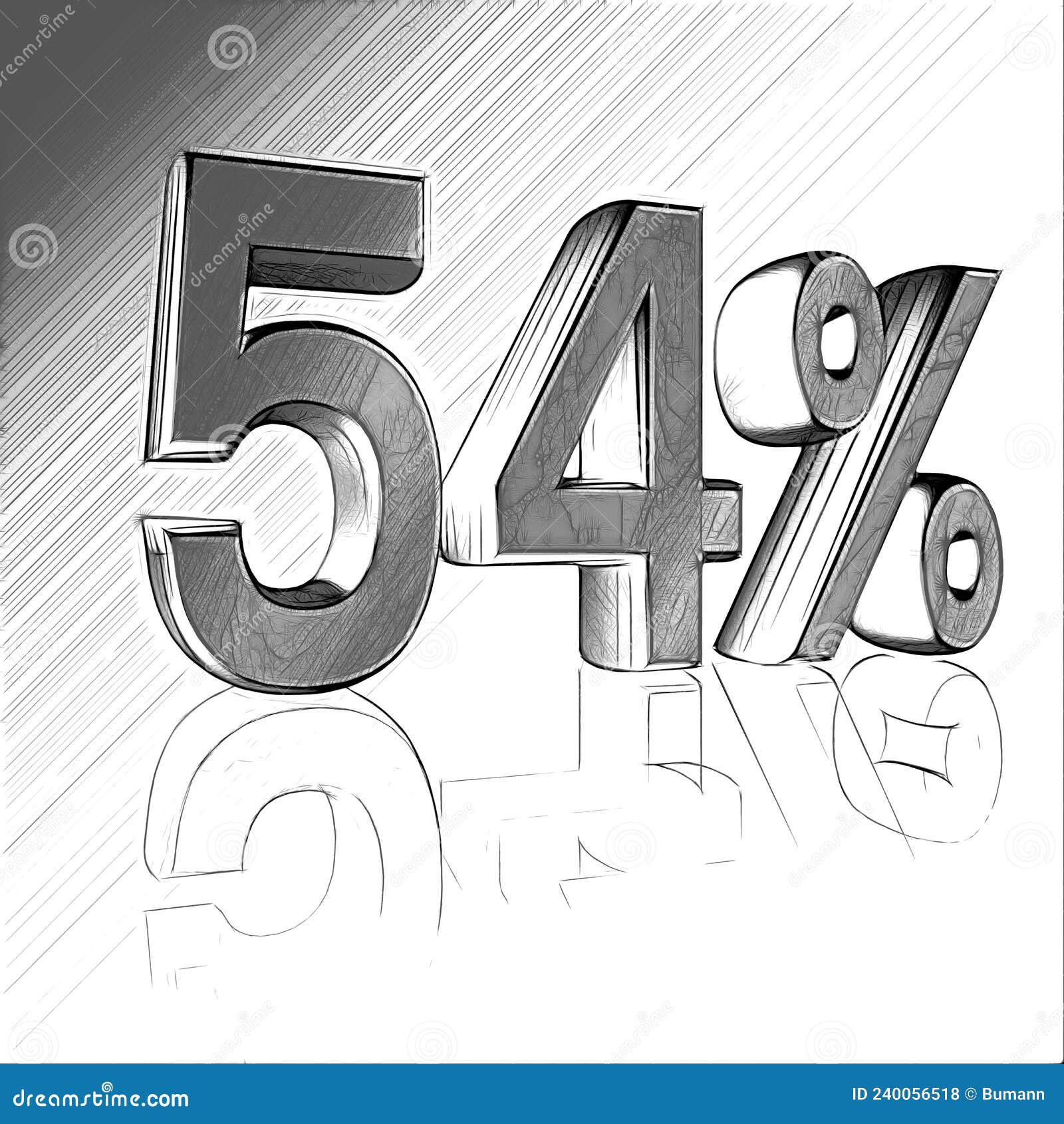54 , 54 Percent As a 3D Illustration, 3D Rendering Stock Illustration ...