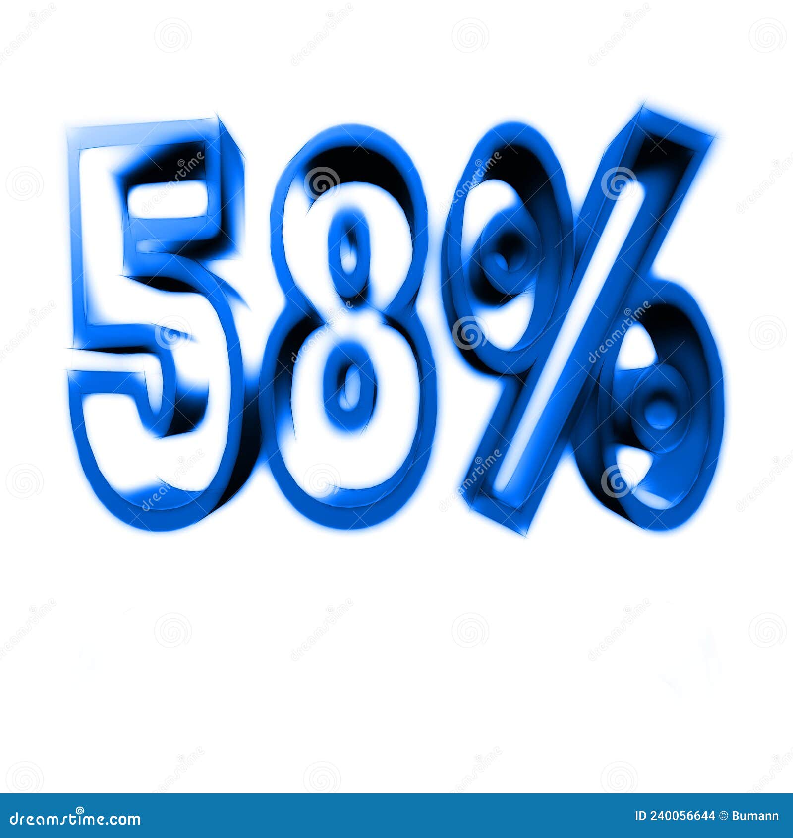 58 , 58 Percent As a 3D Illustration, 3D Rendering Stock Illustration ...