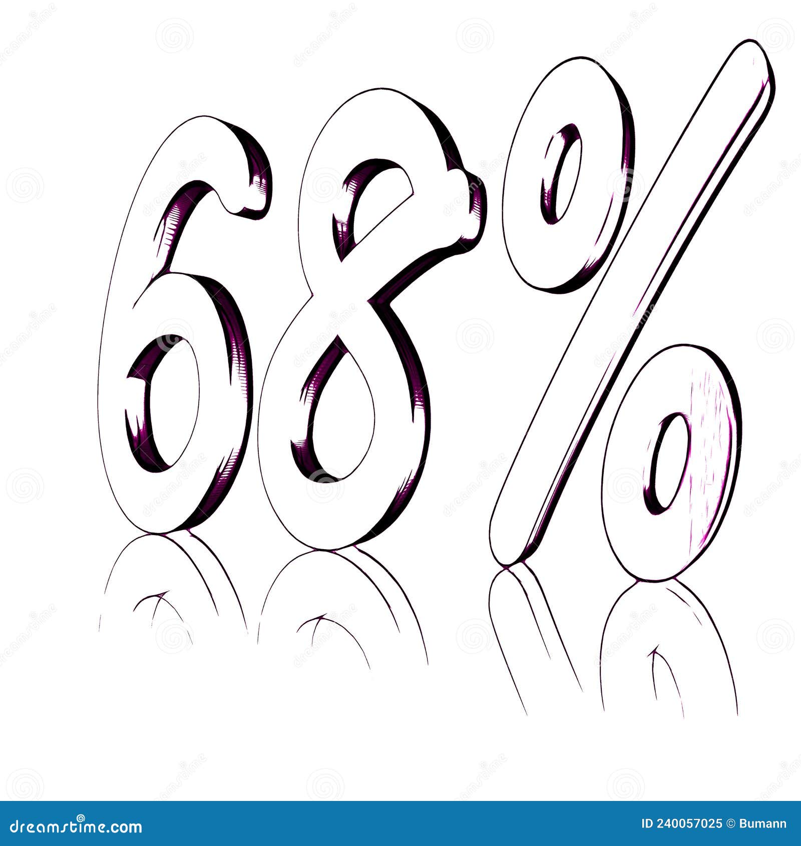 68 , 68 Percent As a 3D Illustration, 3D Rendering Stock Illustration ...