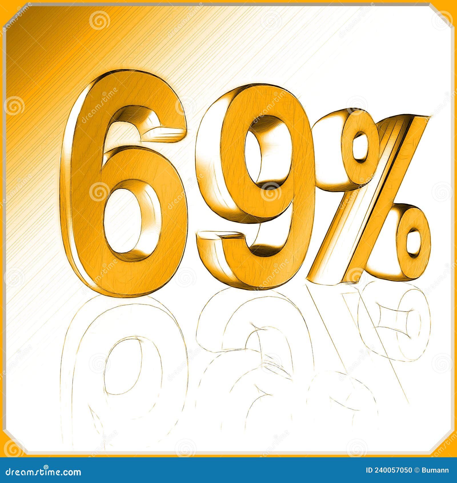 69 , 69 Percent As a 3D Illustration, 3D Rendering Stock Illustration ...