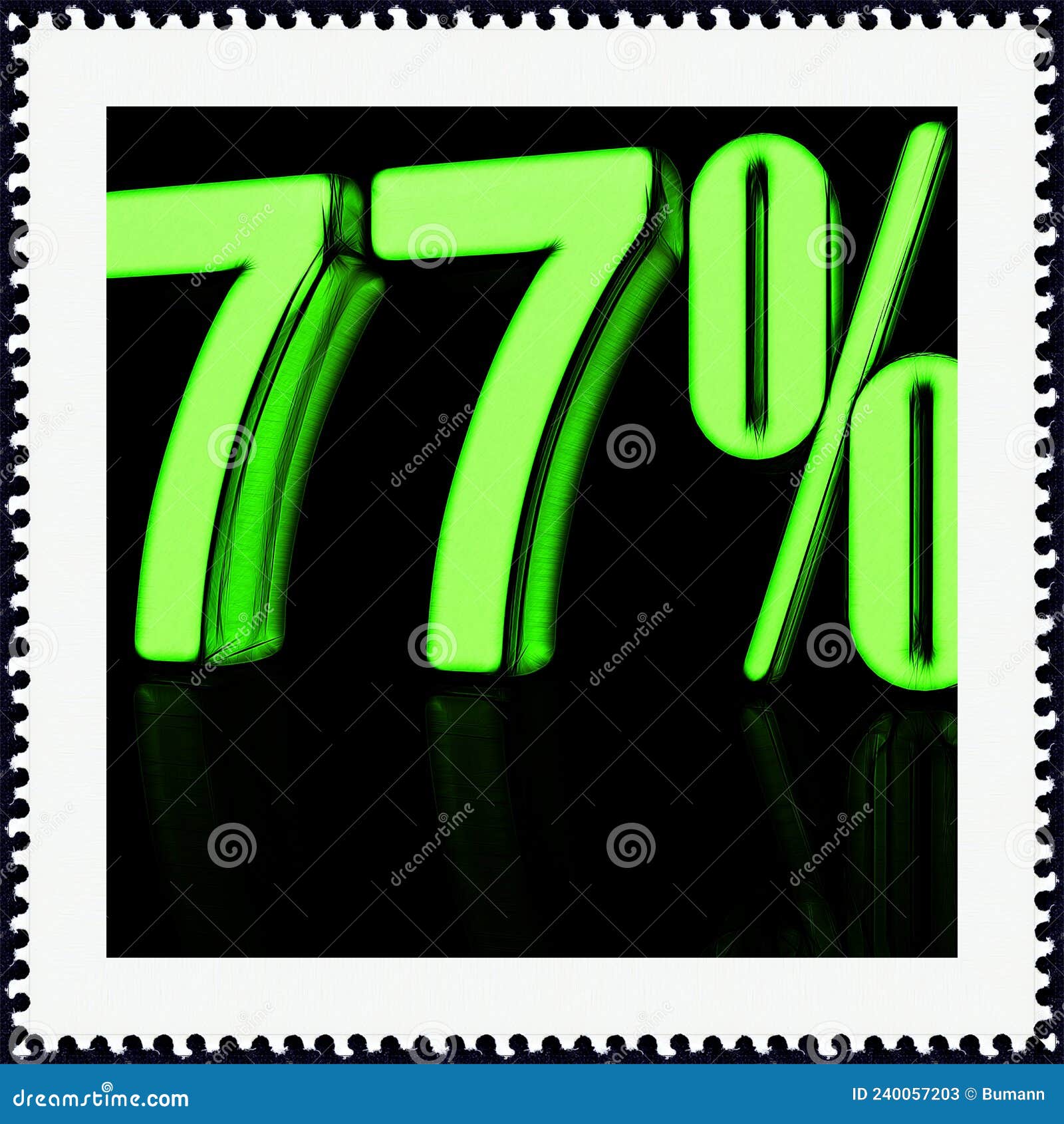 77 , 77 Percent As a 3D Illustration, 3D Rendering Stock Illustration ...