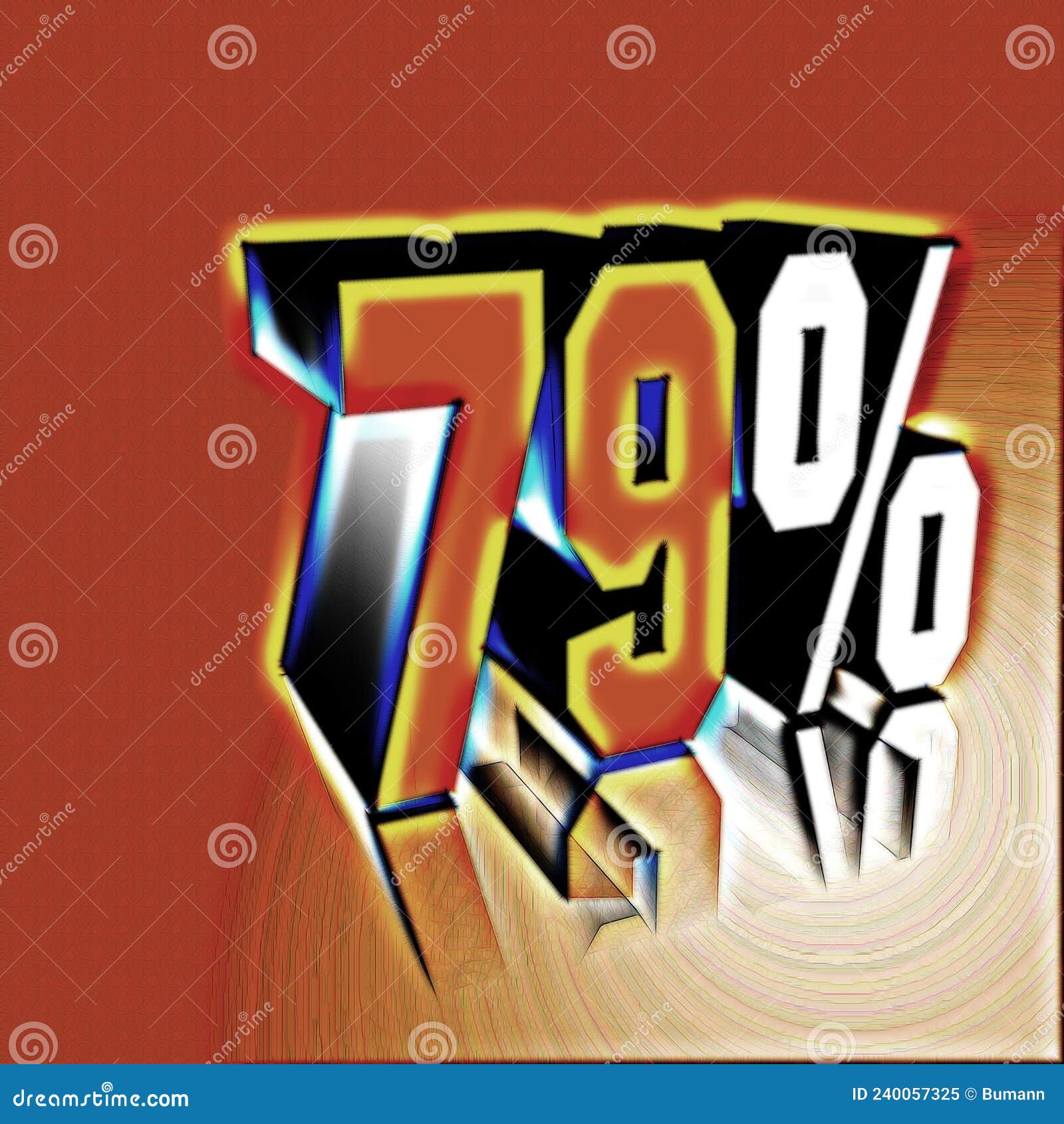 79 , 79 Percent As a 3D Illustration, 3D Rendering Stock Illustration ...