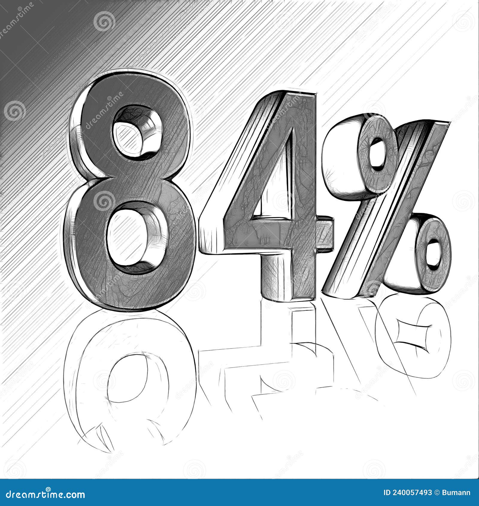 84 , 84 Percent As a 3D Illustration, 3D Rendering Stock Illustration ...