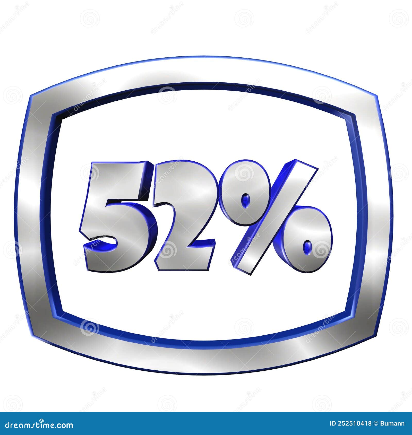 52 , 52 Percent As a 3D Illustration, 3D Rendering Stock Illustration ...