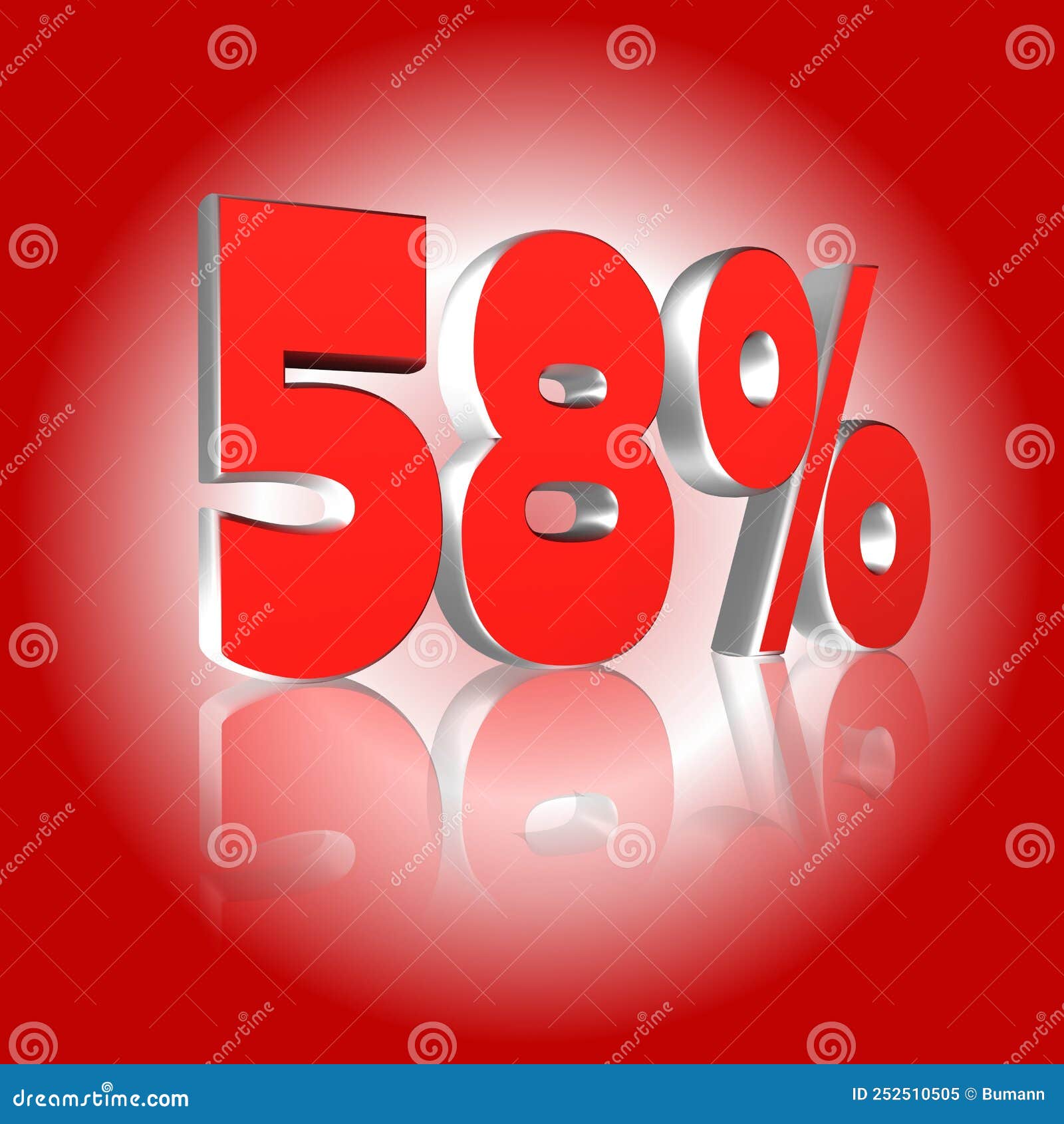 58 , 58 Percent As a 3D Illustration, 3D Rendering Stock Illustration ...