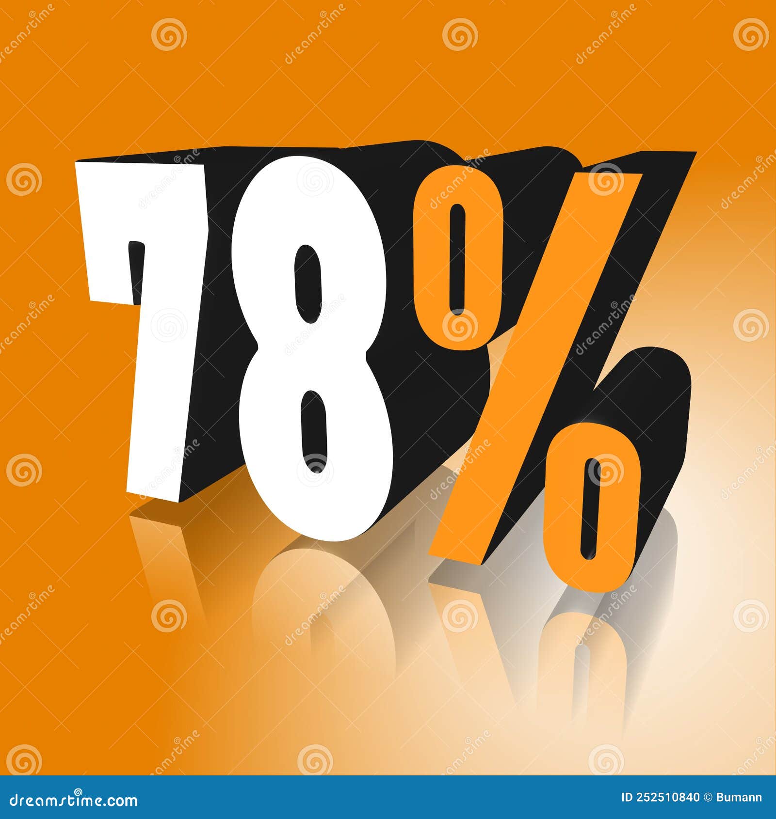 78 , 78 Percent As a 3D Illustration, 3D Rendering Stock Illustration ...