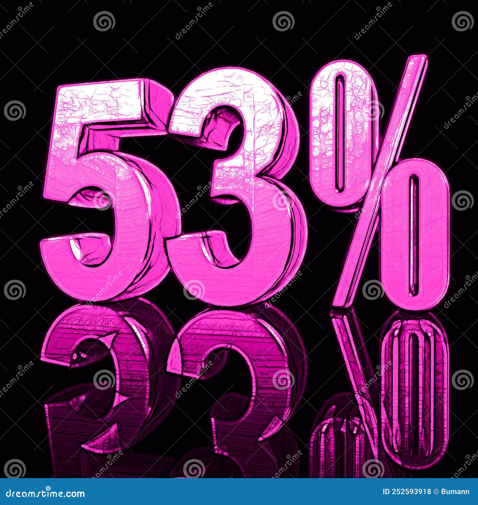 53 , 53 Percent As a 3D Illustration, 3D Rendering Stock Illustration ...