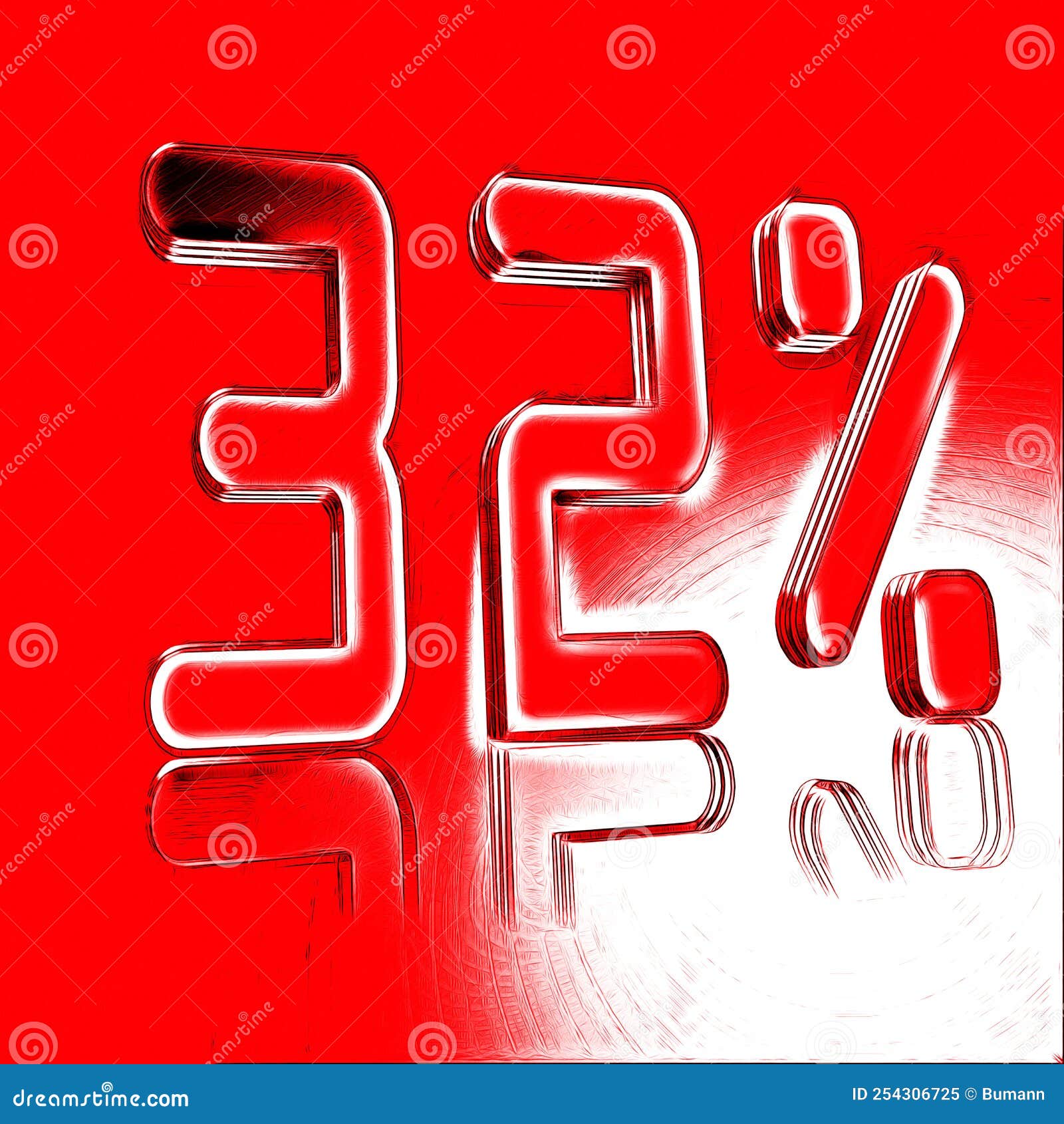 32 , 32 Percent As a 3D Illustration, 3D Rendering Stock Illustration ...