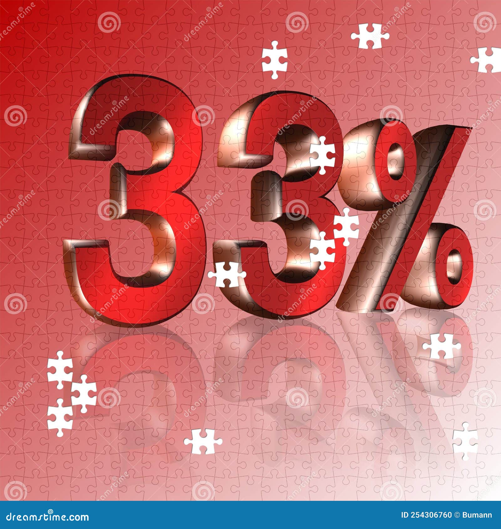 33 , 33 Percent As a 3D Illustration, 3D Rendering Stock Illustration ...