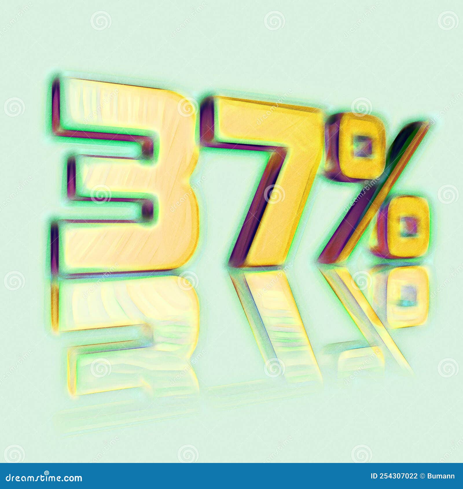 37 , 37 Percent As a 3D Illustration, 3D Rendering Stock Illustration ...